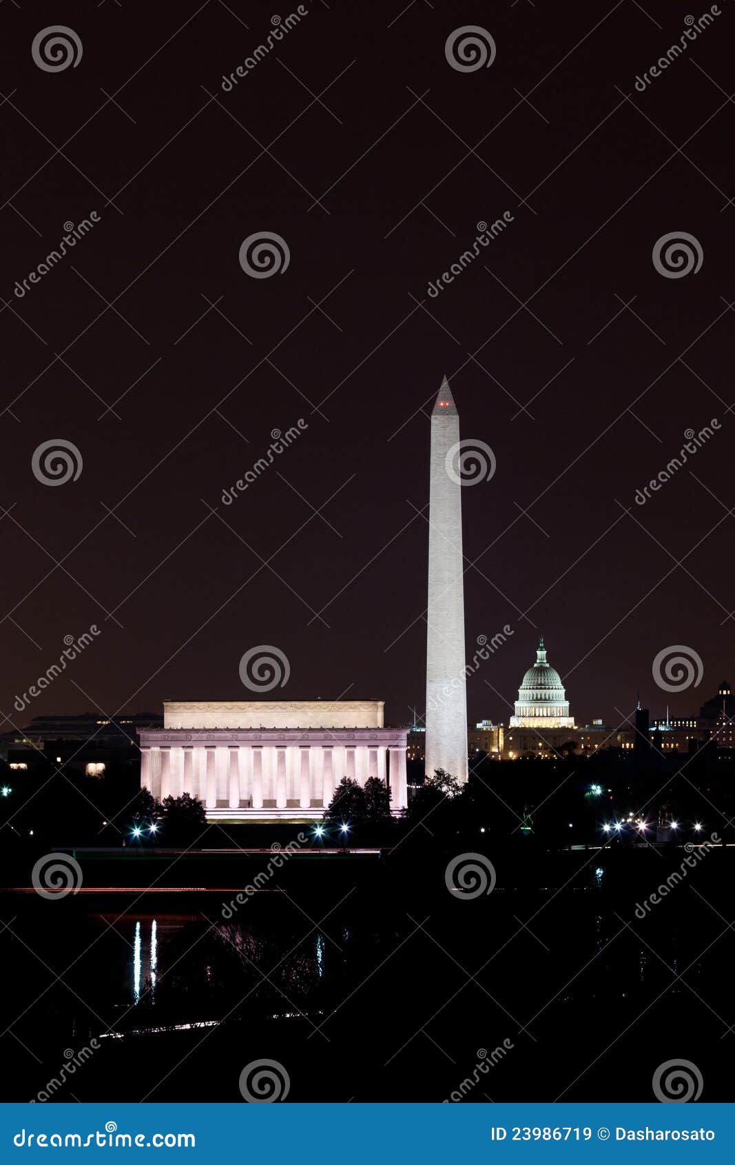 Washington DC Skyline at Night Stock Image - Image of obelisk, nature ...