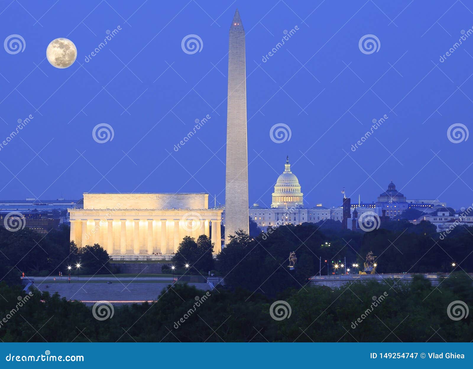 Washington DC Skyline at Night Stock Image - Image of tourism, capitol ...