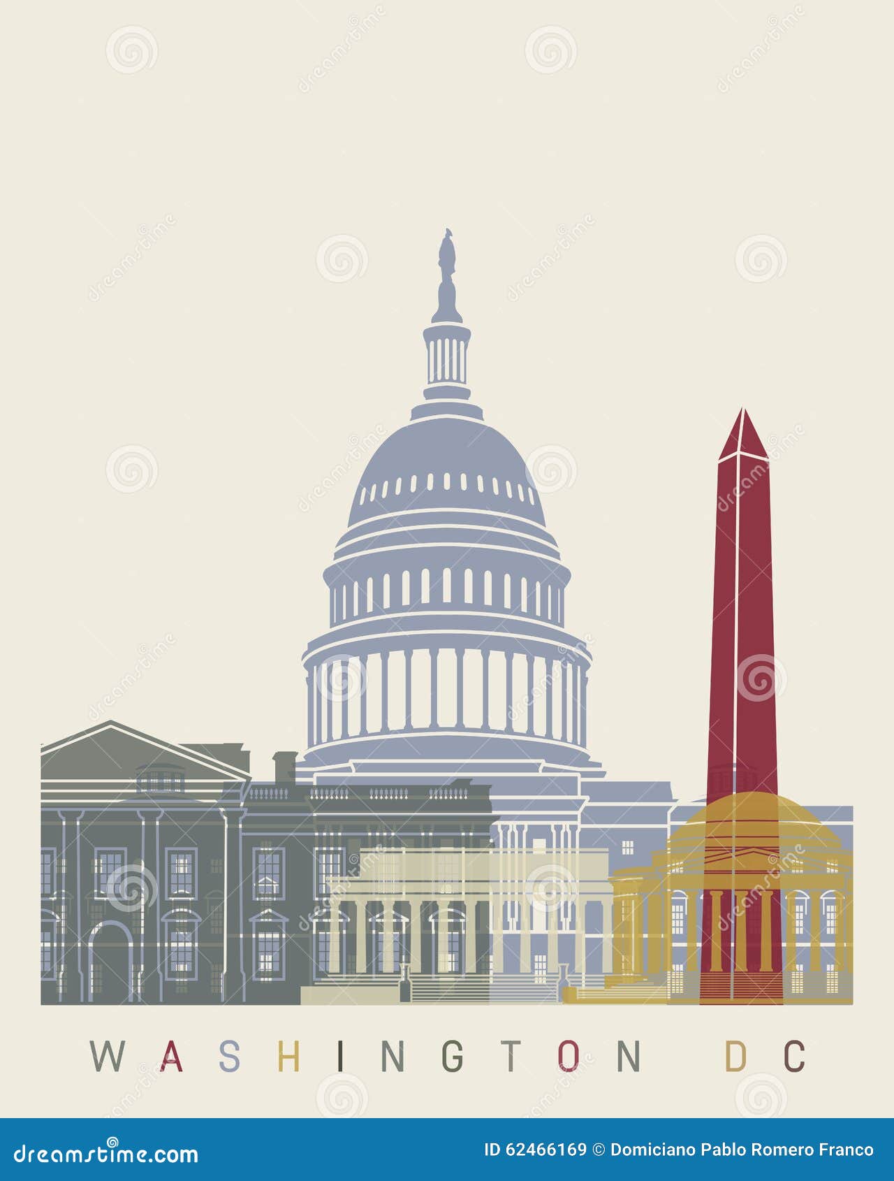 Washington DC Skyline Poster Stock Vector - Illustration of ...