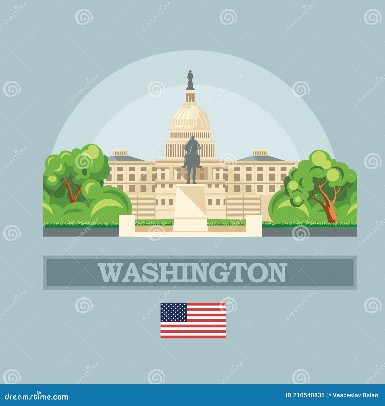Washington DC Skyline in USA. Stock Vector - Illustration of outdoor ...