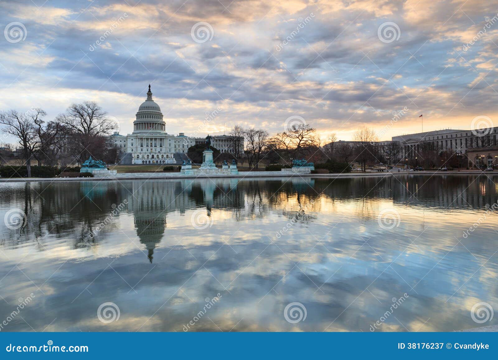 Washington DC Sunrise US Capitol Reflections Stock Image - Image of ...