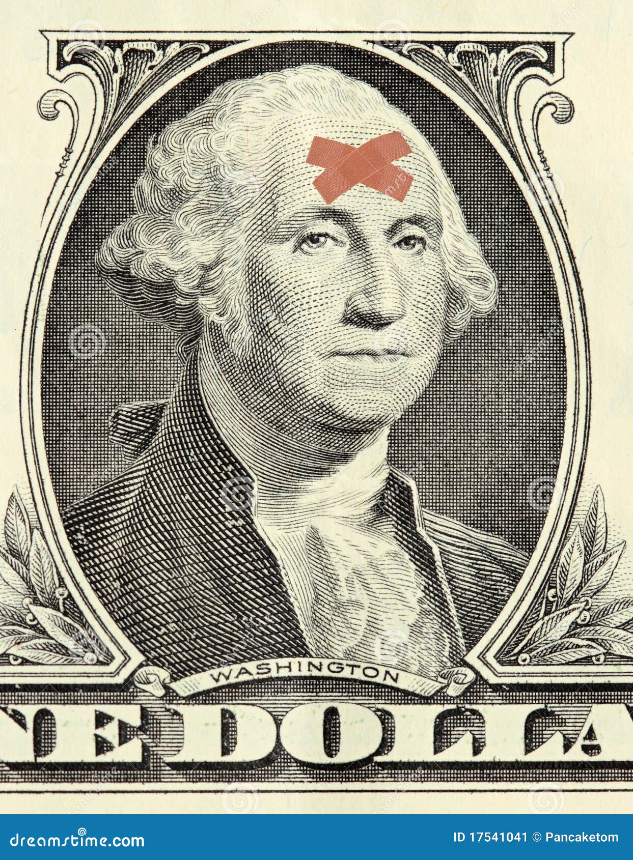 Washington Dollar Portrait with Bandages Stock Image - Image of ...