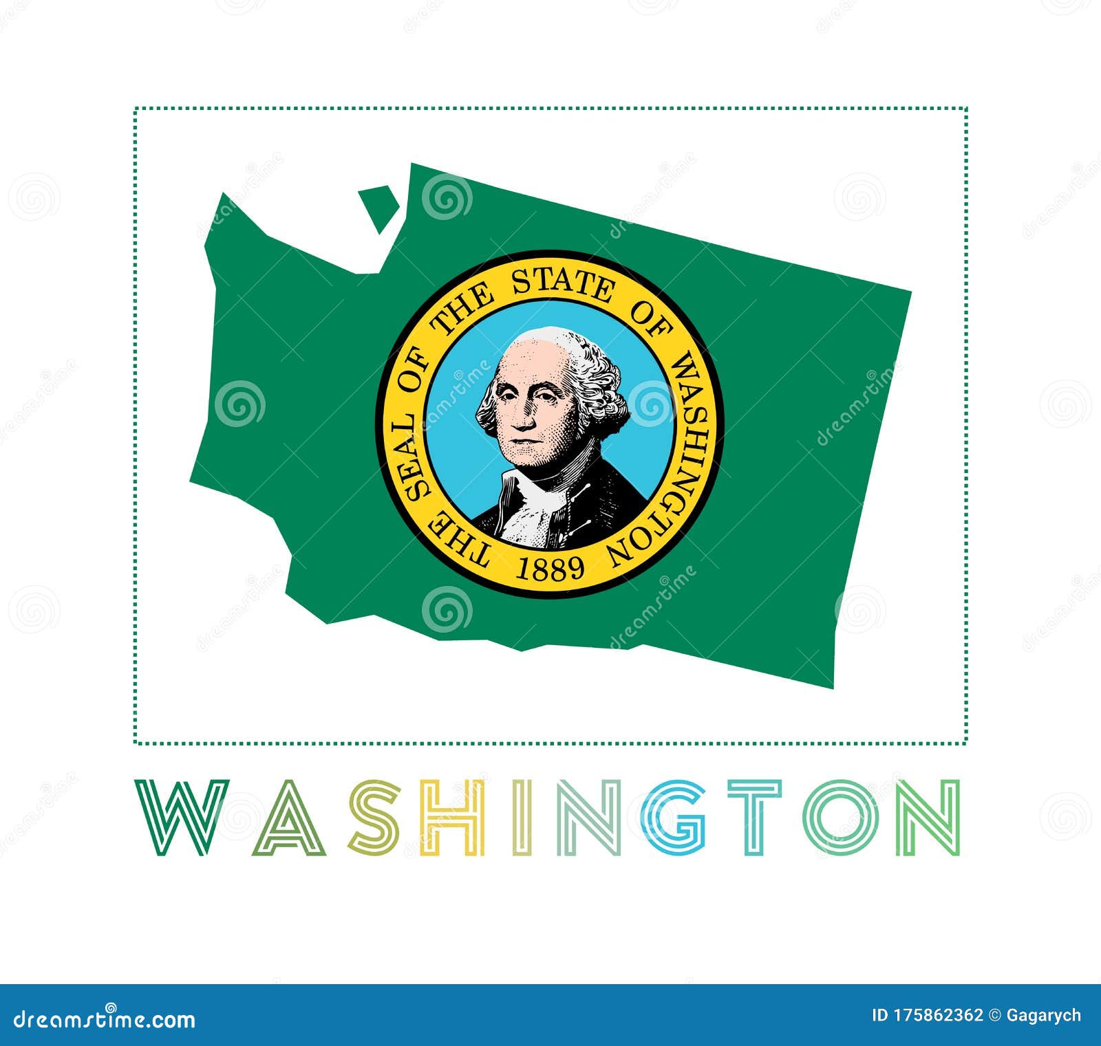 Washington Logo. Map of Washington with Us State. Stock Vector ...