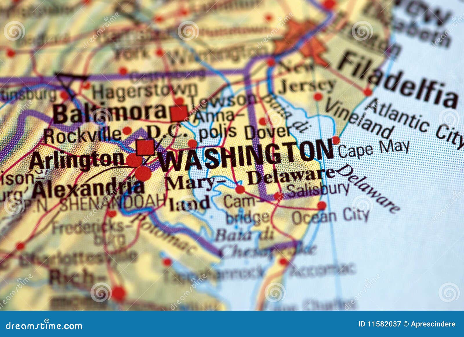 Washington on the map stock image. Image of location - 11582037