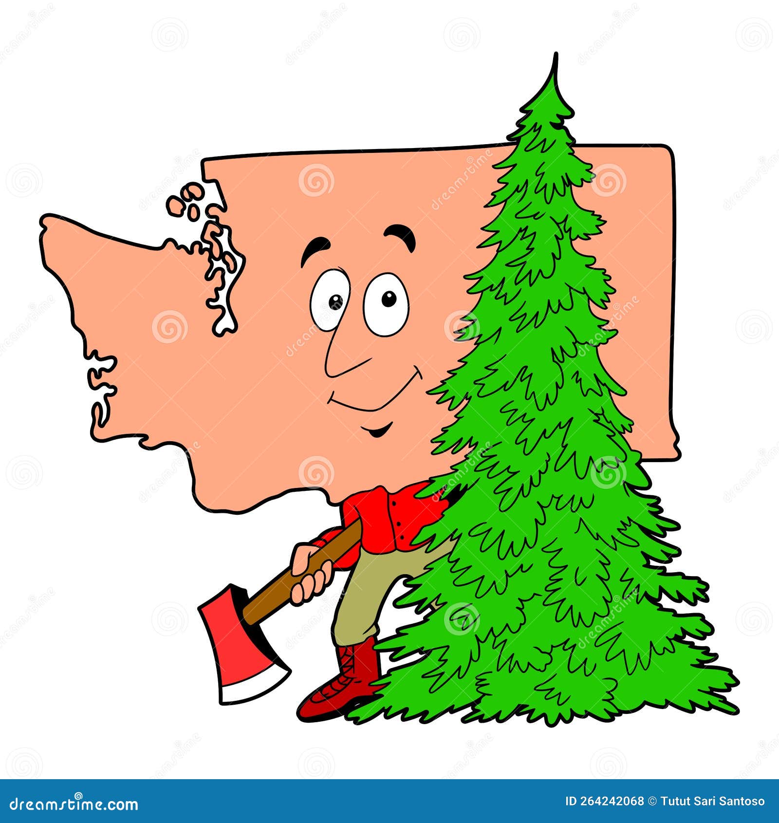 Washington map cartoon stock vector. Illustration of state - 264242068