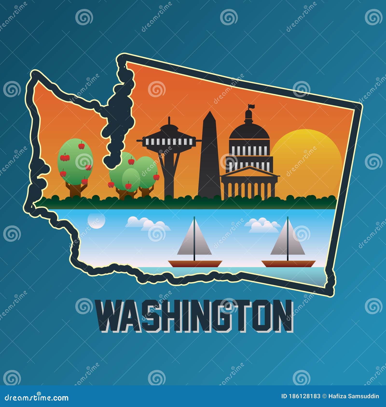 Washington Map. Vector Illustration Decorative Design Stock Image ...