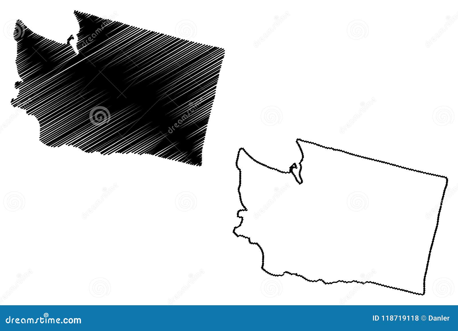 Washington map vector stock vector. Illustration of contour - 118719118