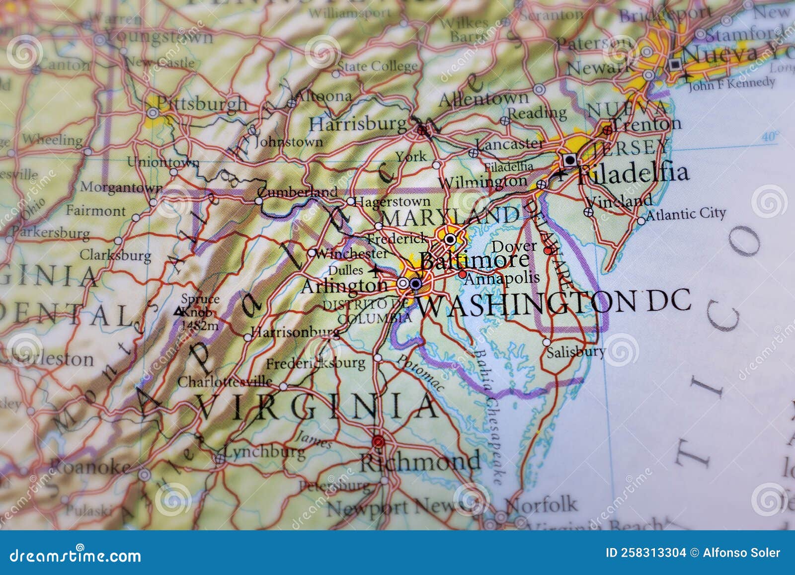 Washington Marcado En El Mapa Foto de archivo - Imagen de sencillo ...