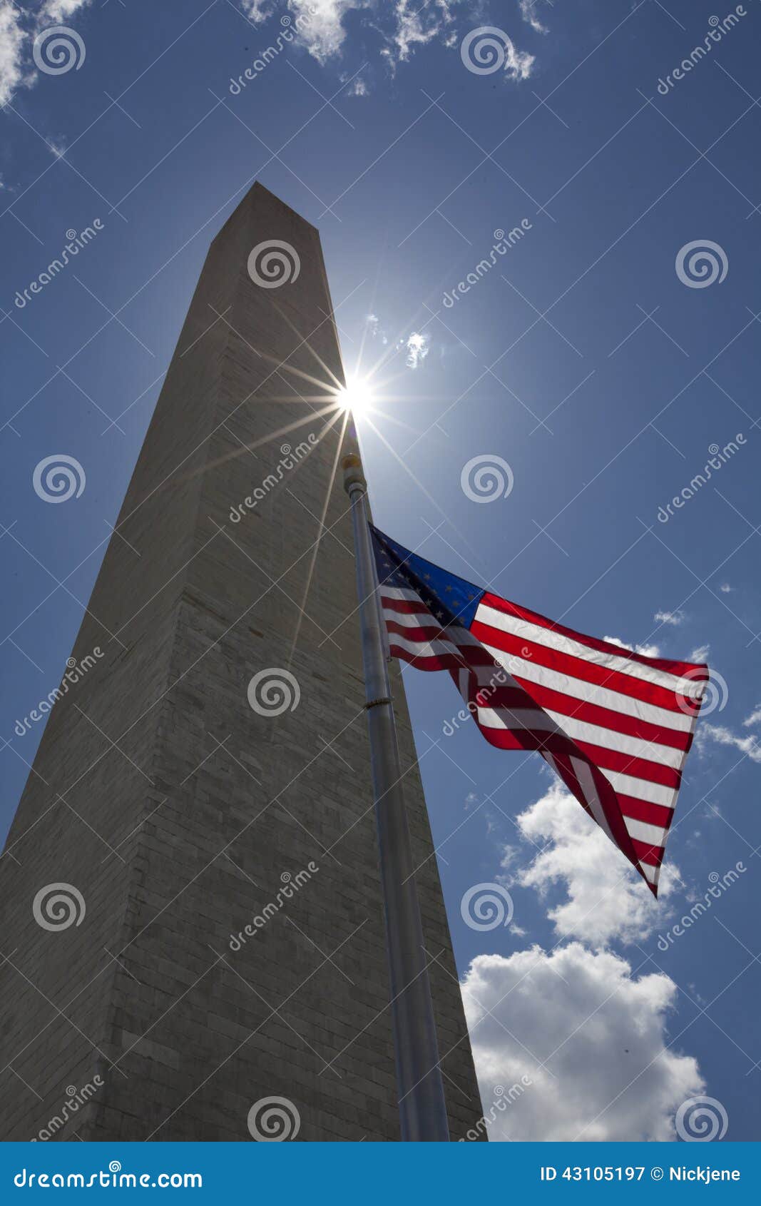 Washington Monument with American Flag Stock Image - Image of ...