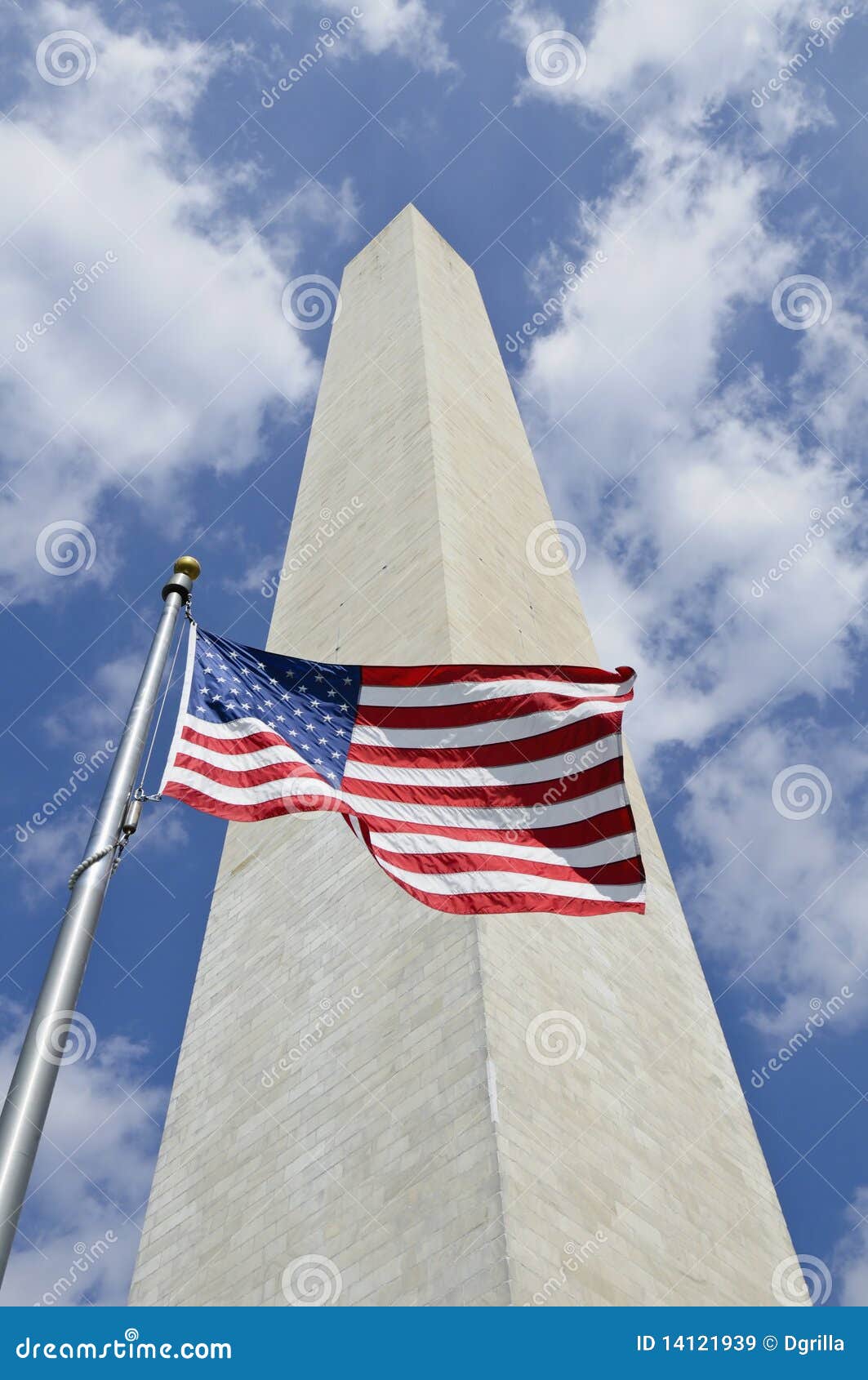 Washington Monument with American Flag in Front Stock Image - Image of ...