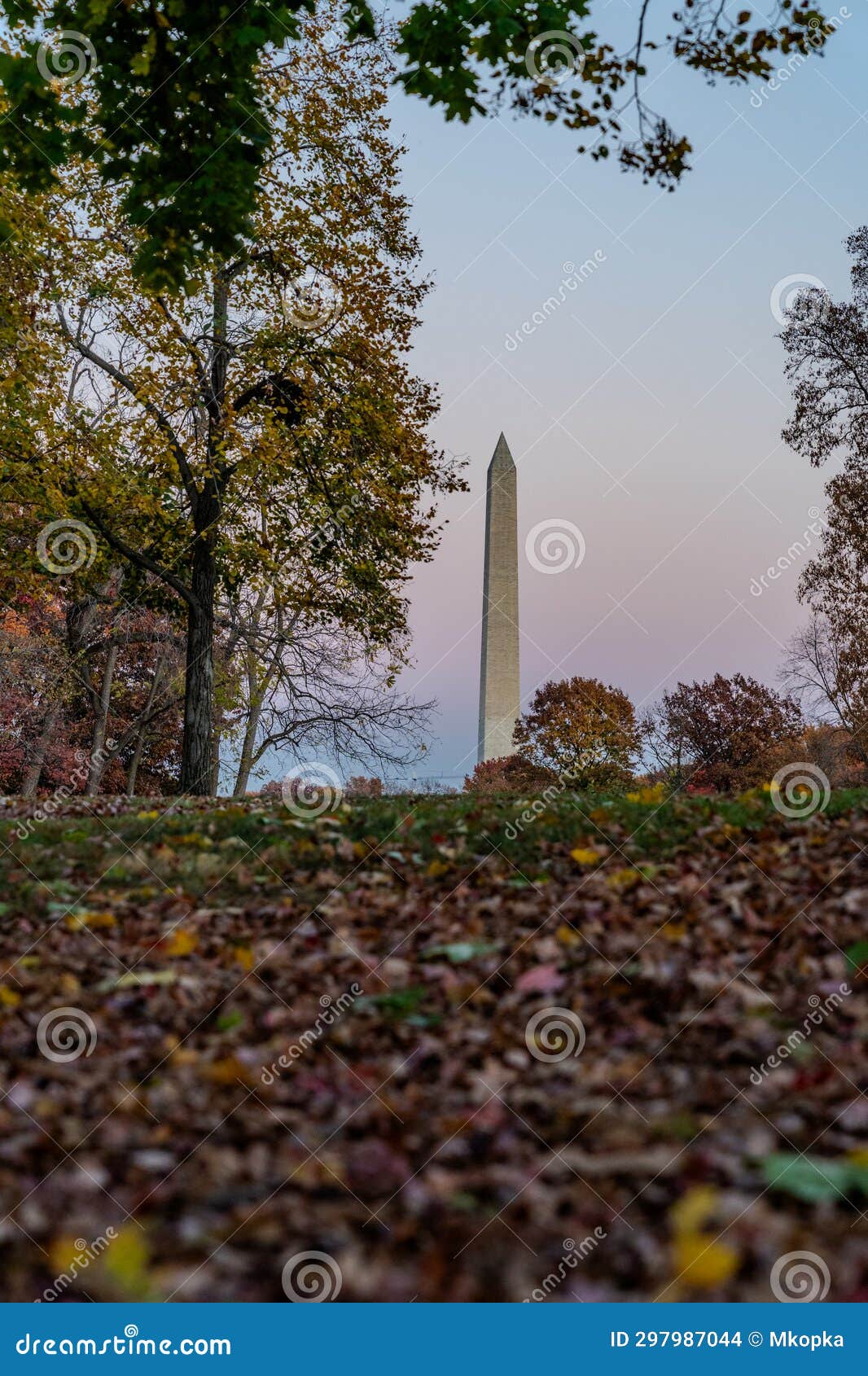 Washington Monument at Dusk Sunset in the Fall Stock Photo - Image of ...