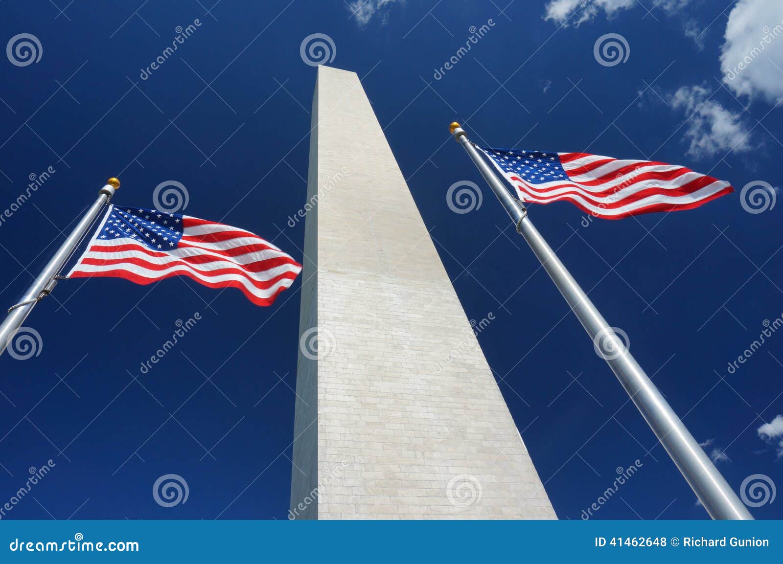 Washington Monument, Flags and Clouds Stock Photo - Image of flags ...