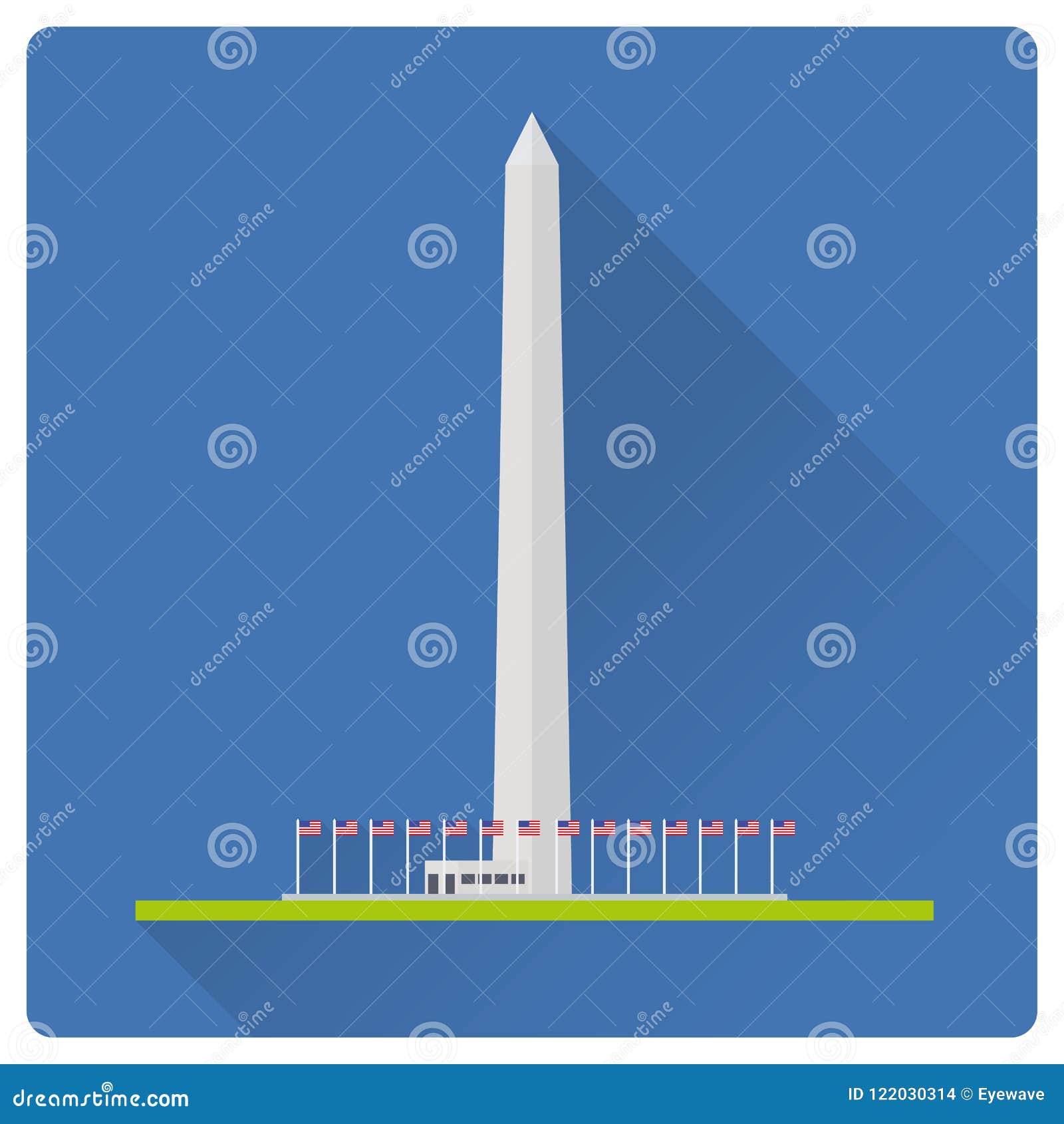 Washington Monument Flat Design Long Shadow Vector Illustration Stock ...