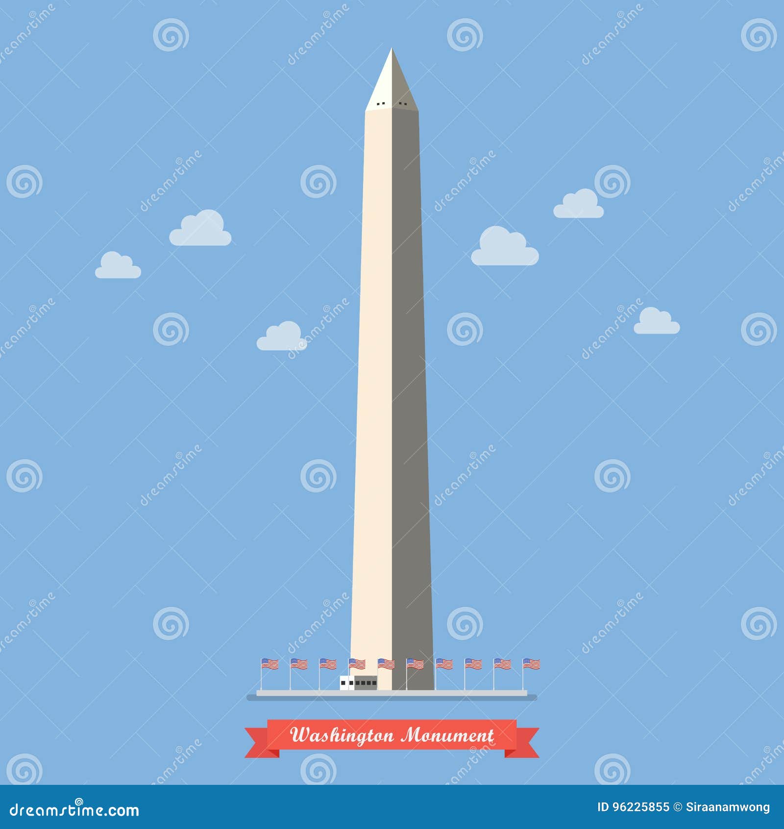 Washington Monument in Flat Style Stock Vector - Illustration of ...