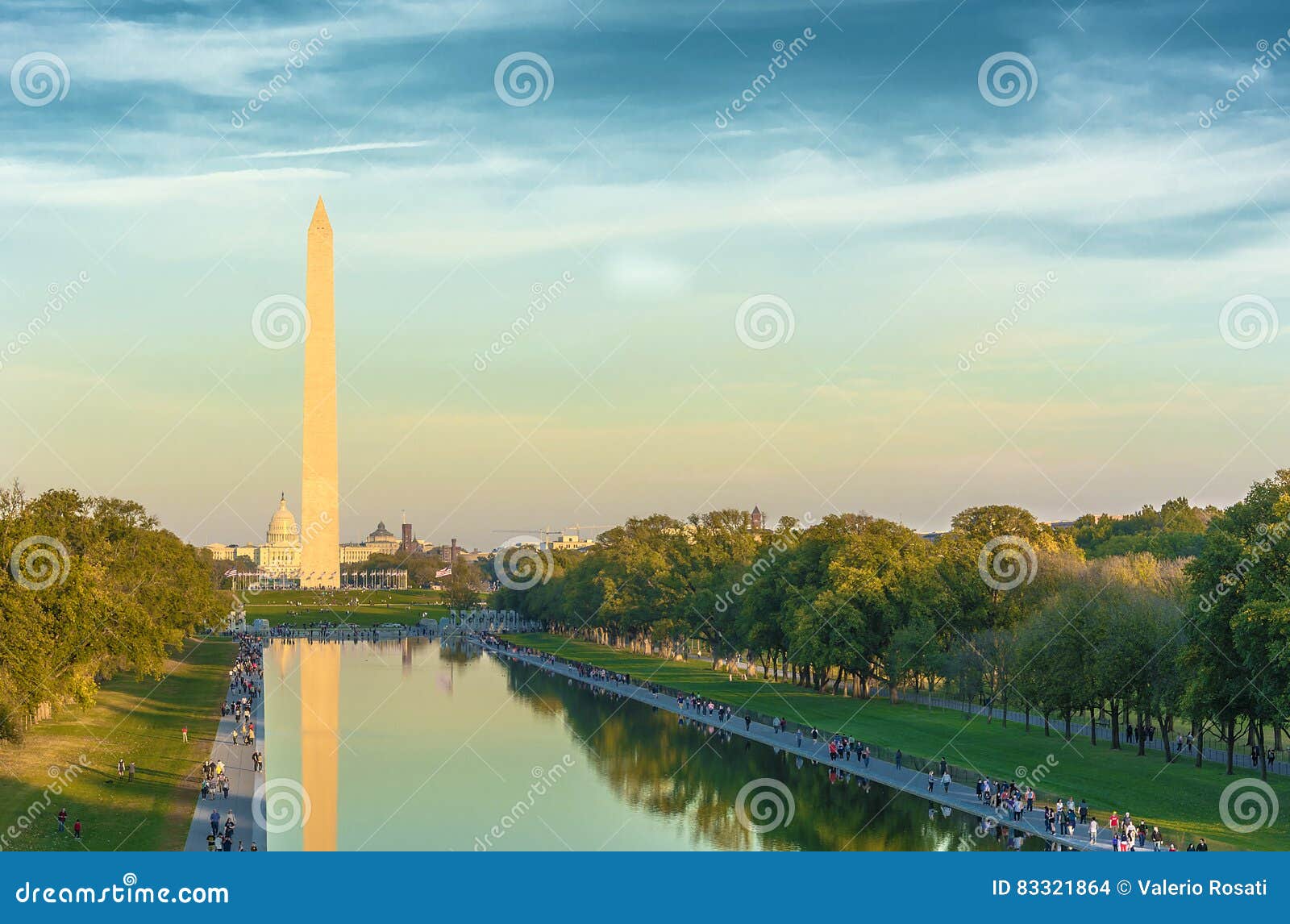 Washington Monument and Reflecting Pool, Stock Photo - Image of pink ...