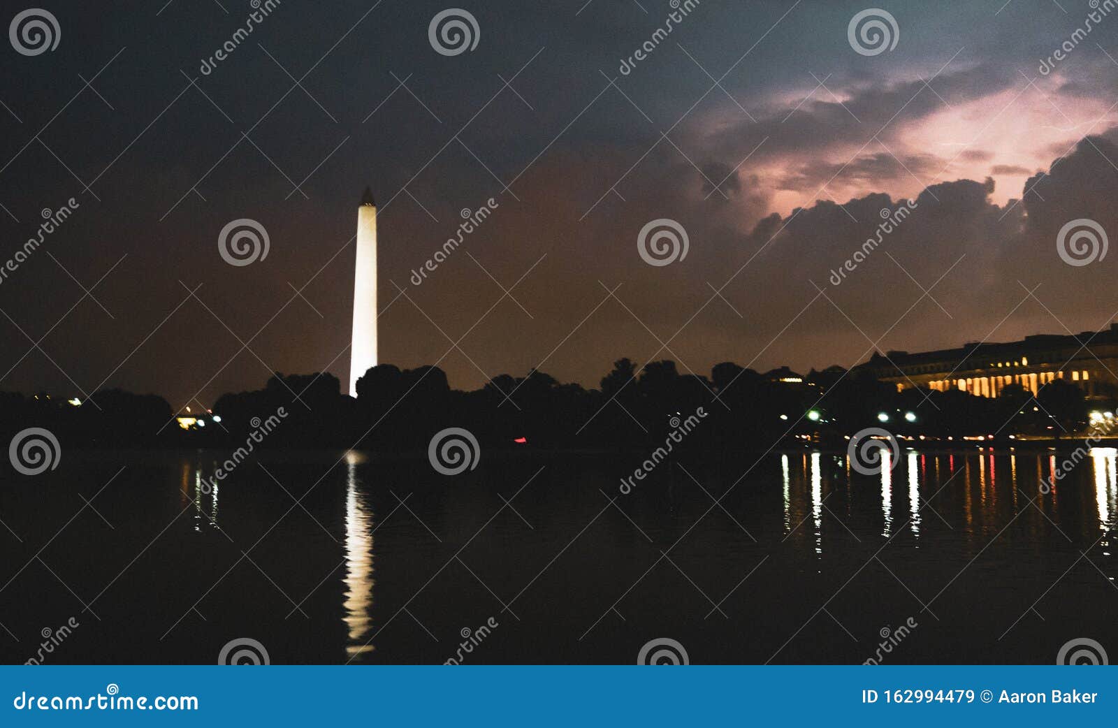 Washington Monument during Storm at Night Stock Image - Image of dark ...
