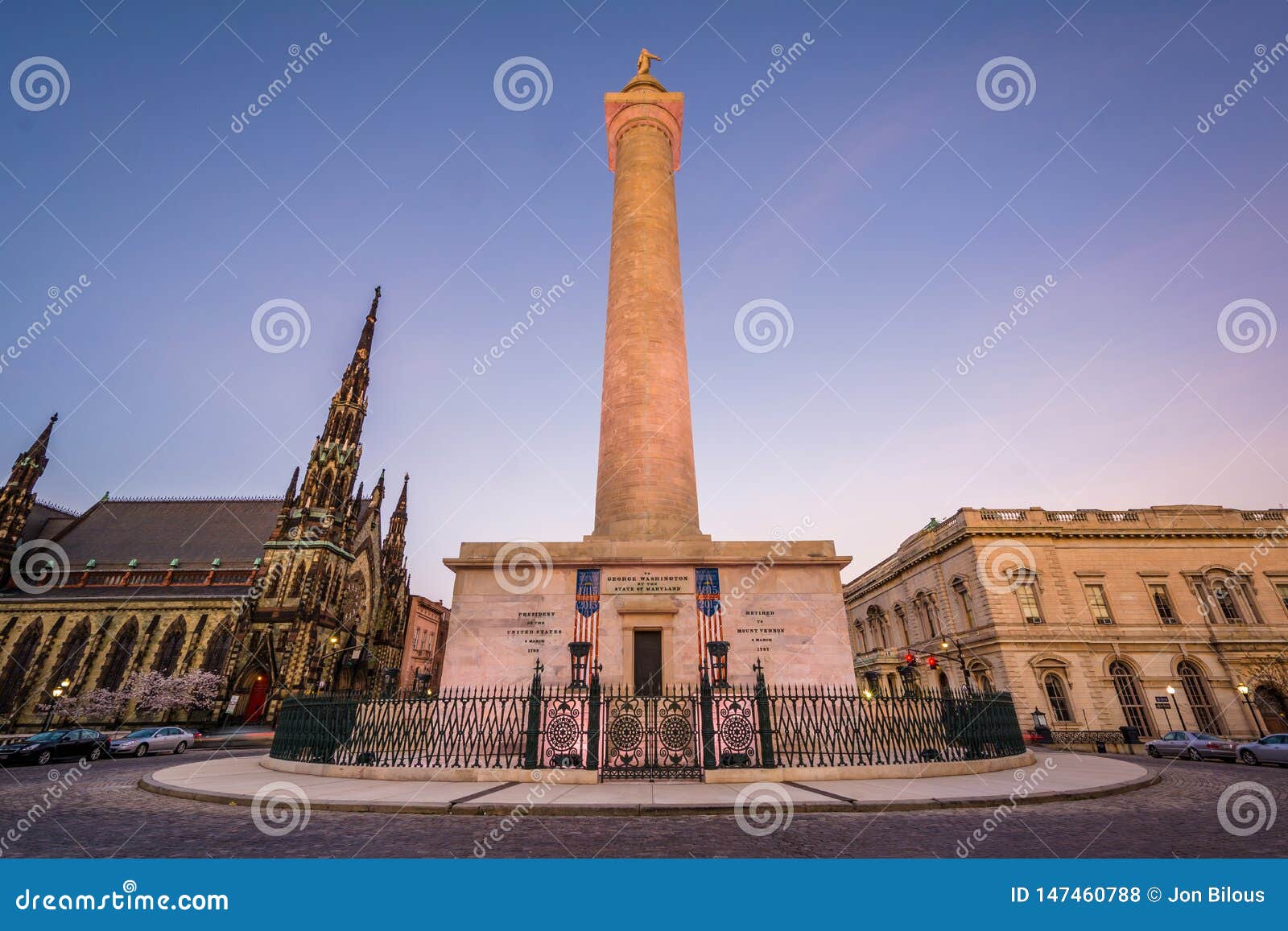The Washington Monument at Twilight, in Mount Vernon, Baltimore ...