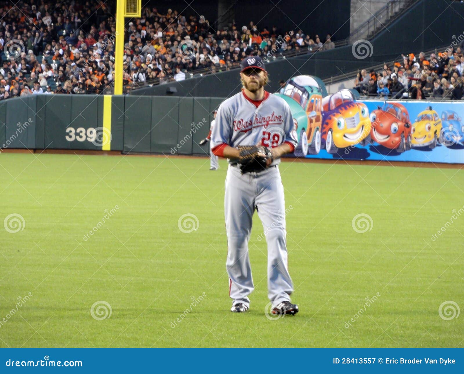 Washington National Right Fielder Jayson Werth Walks in the Outfield ...