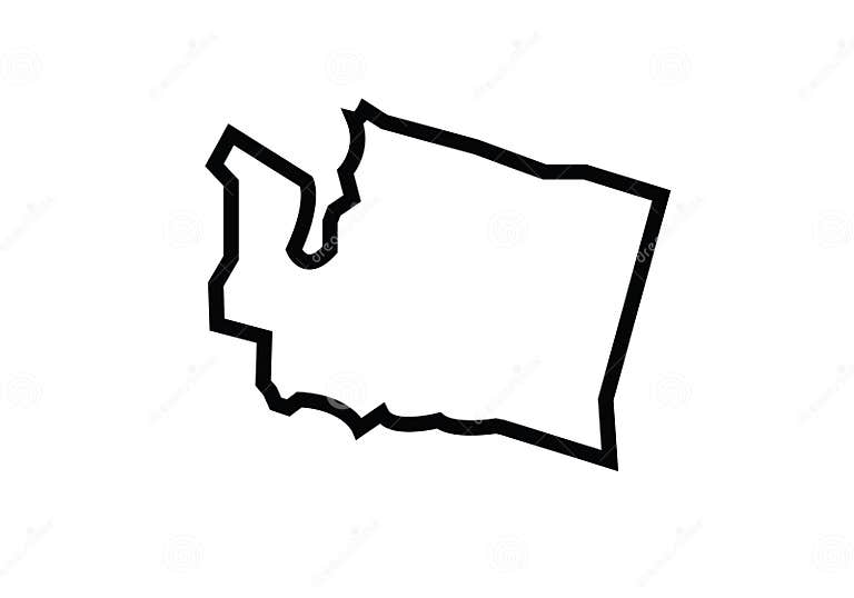 Washington Outline Map State Shape Stock Vector - Illustration of ...