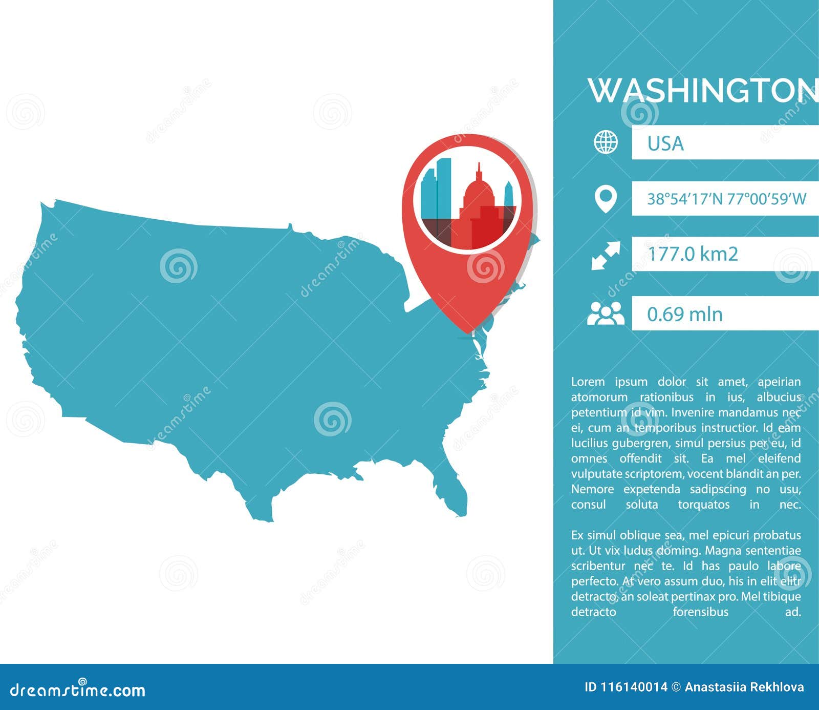 Washington Map Infographic Vector Isolated Illustration Stock Vector ...