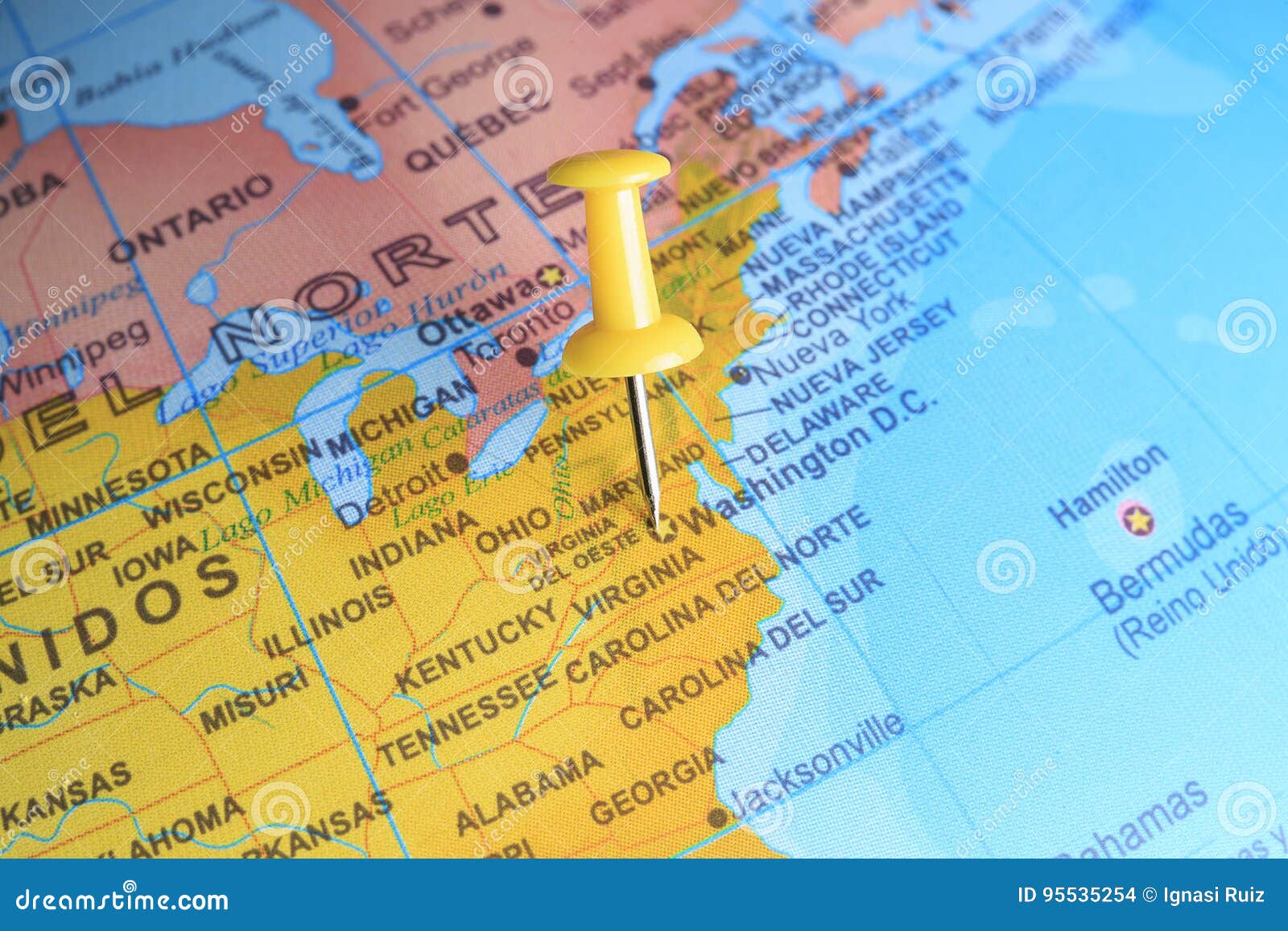 Washington Pinned on a Map of America Stock Photo - Image of atlas ...