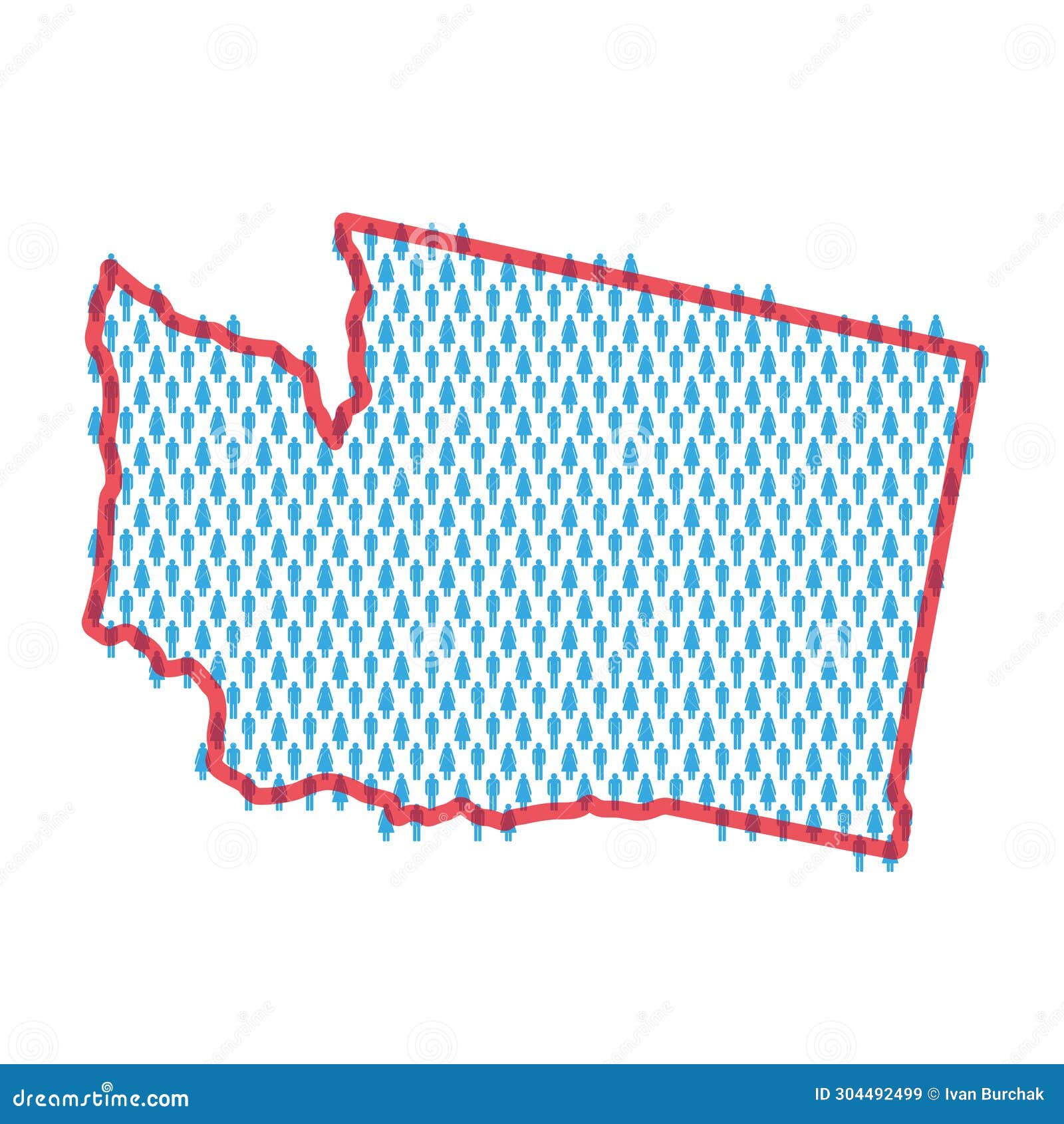 Washington Population Map. Stick Figures People Map. Pattern of Men and ...