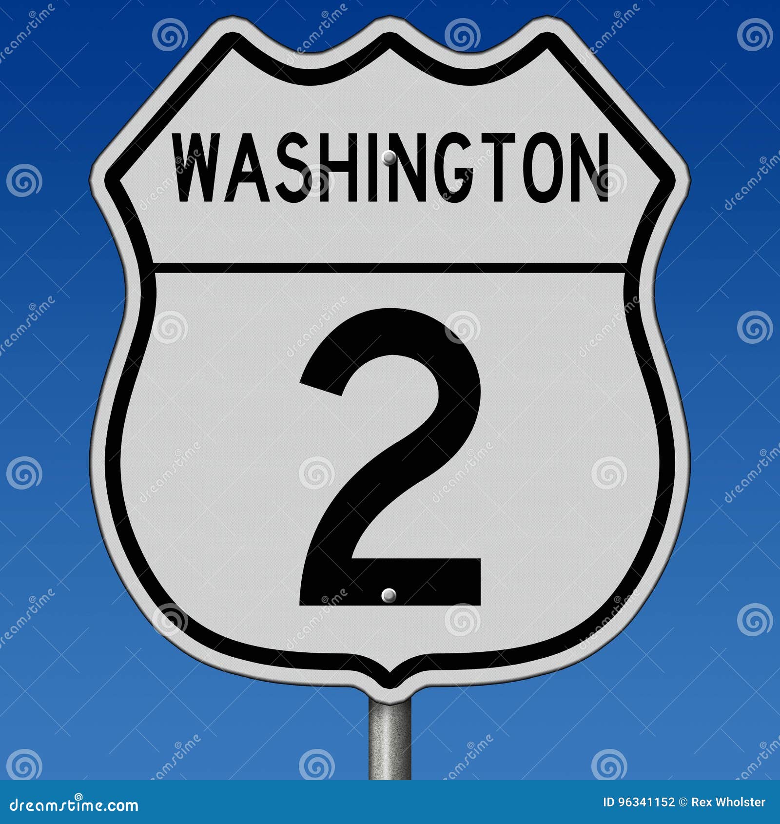 Washington Route 2 Highway Sign Stock Illustration - Illustration of ...