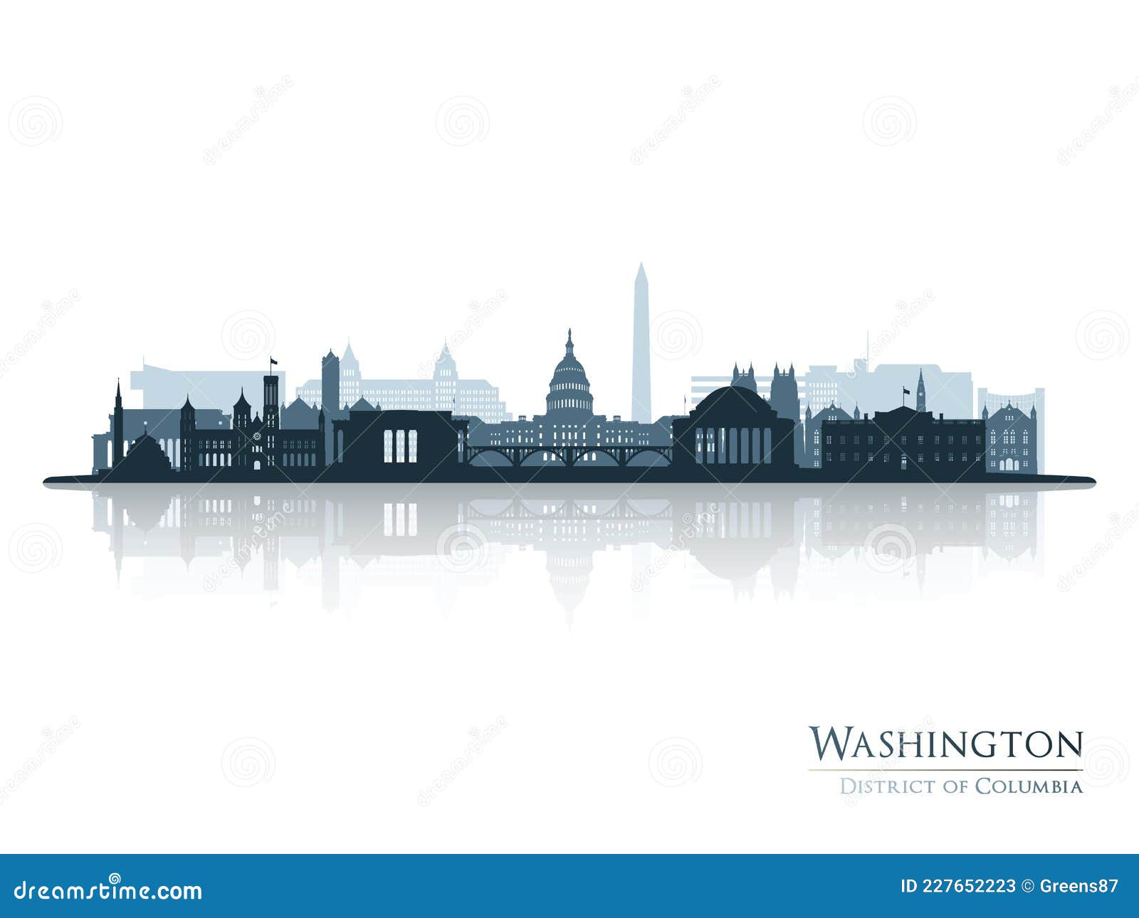 Washington DC Skyline Silhouette Design City Vector Art | CartoonDealer ...