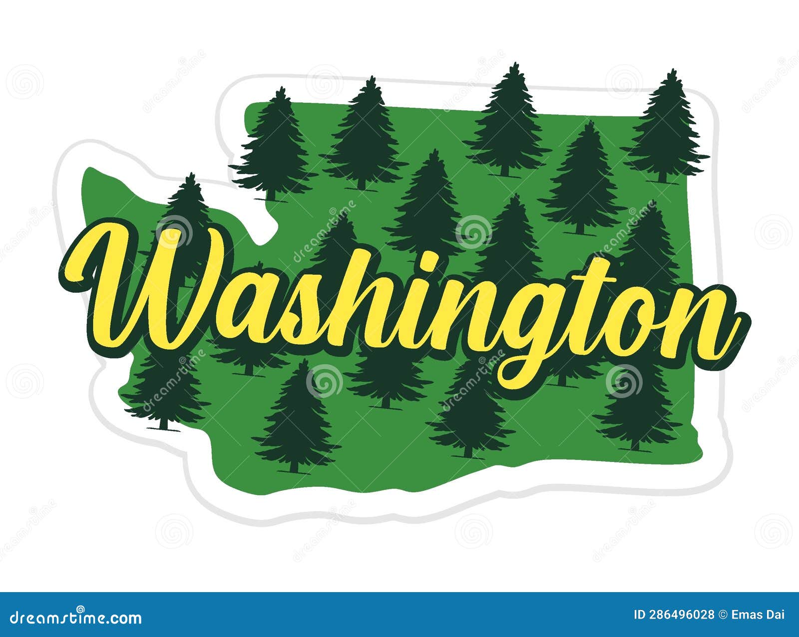Washington State with Beautiful View Stock Illustration - Illustration ...