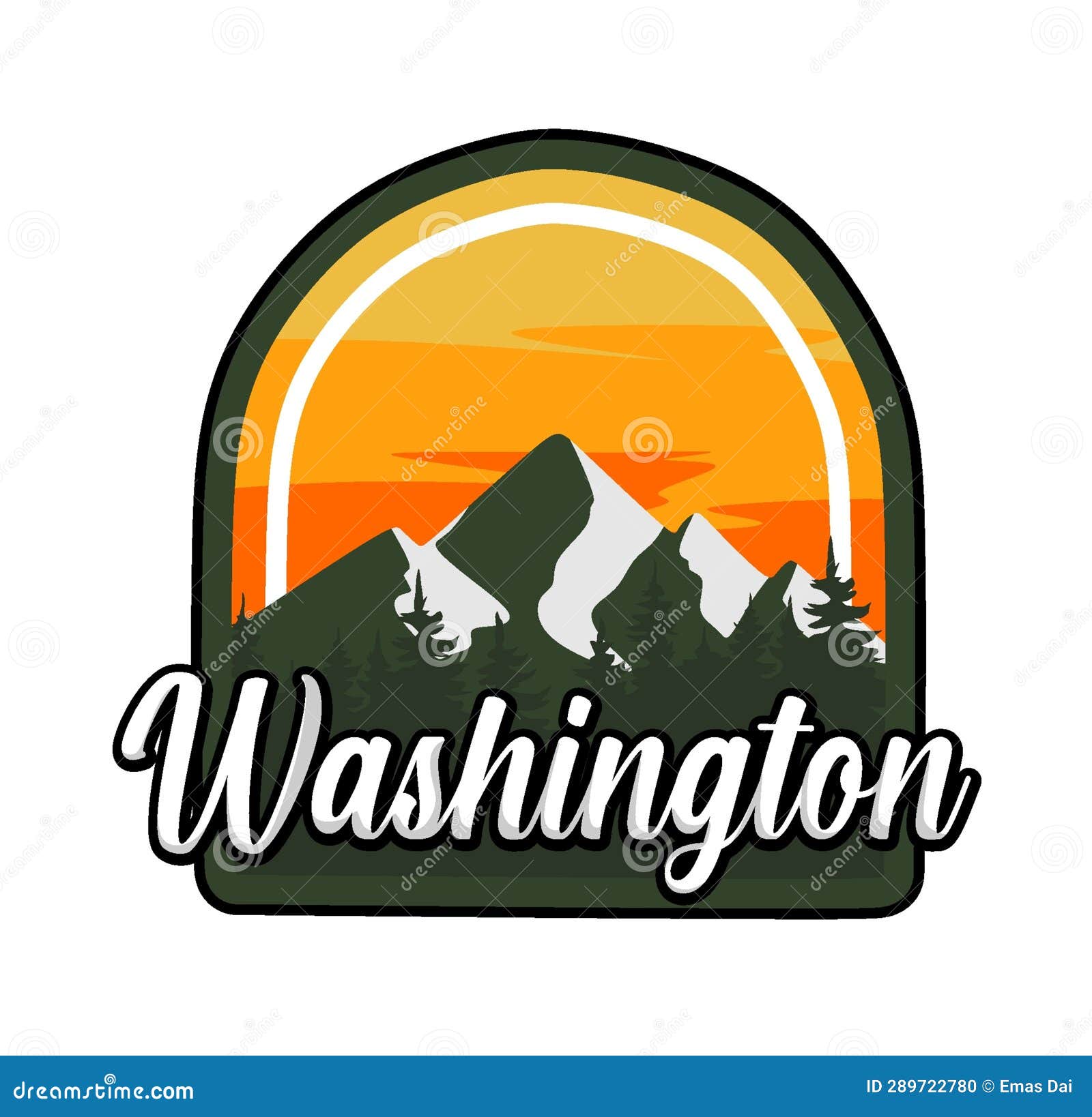 Washington State with Beautiful View Stock Illustration - Illustration ...