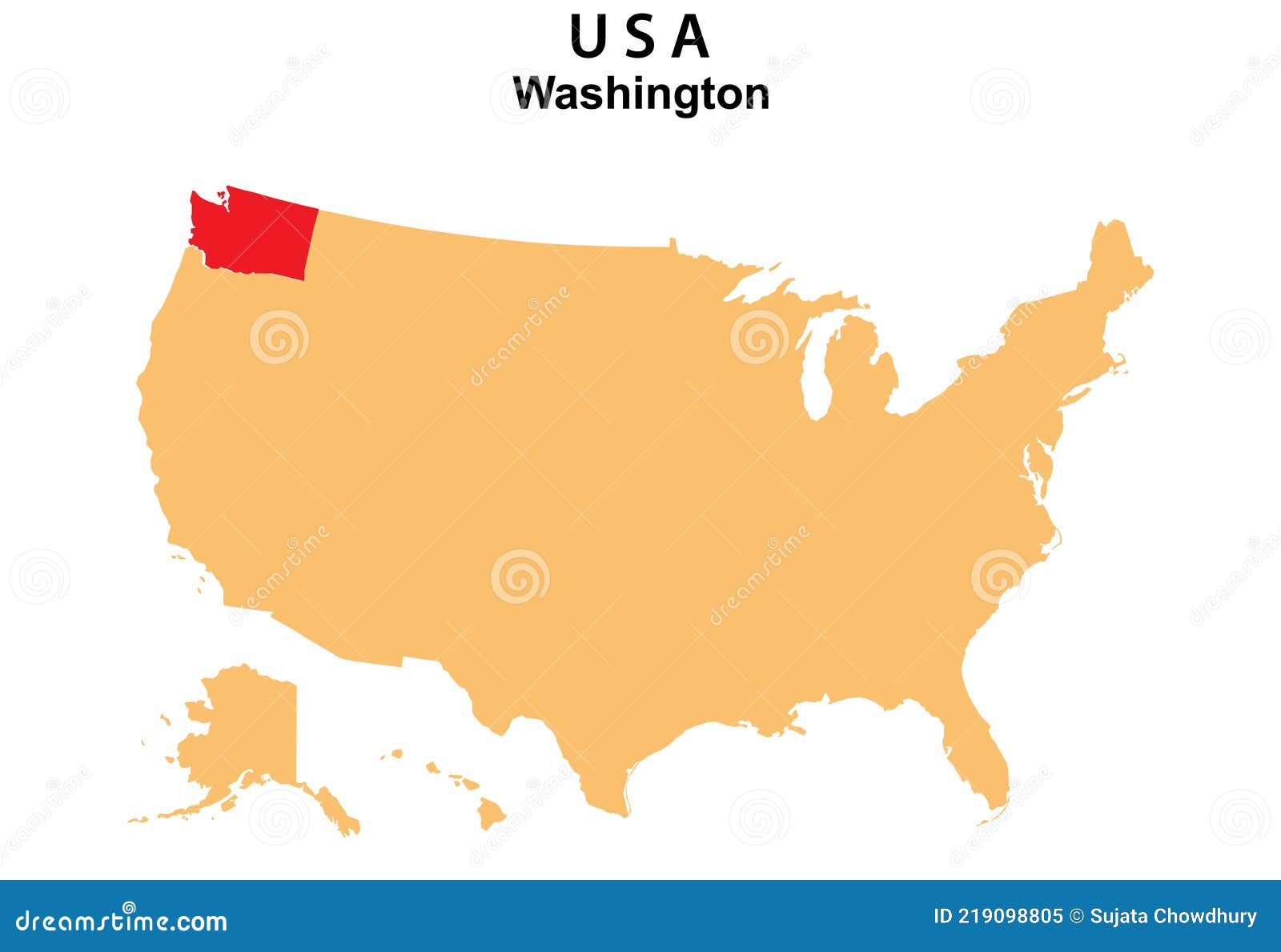 Washington State Map Highlighted on USA Map. Washington Map on United ...