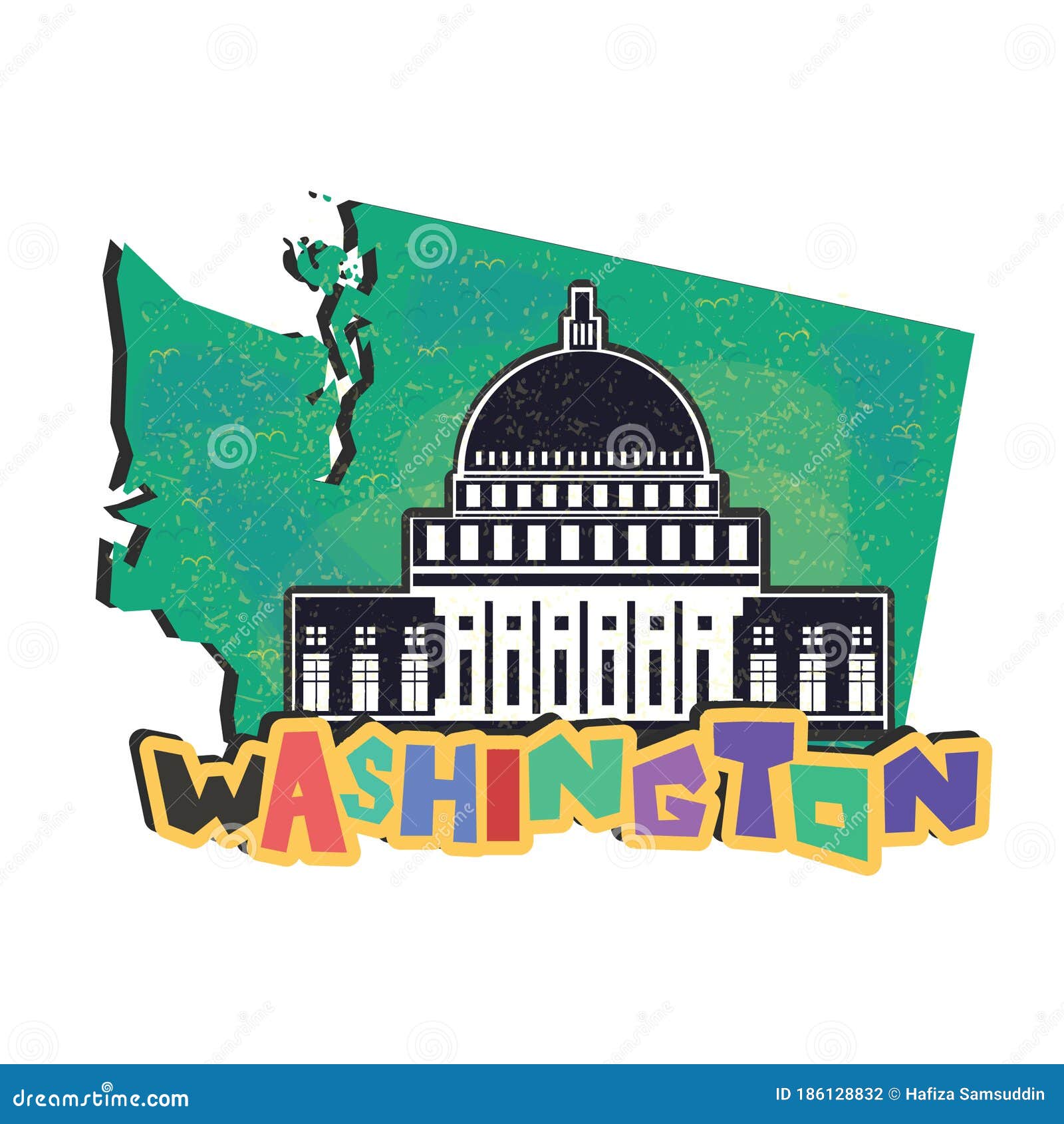 Washington State Map. Vector Illustration Decorative Design Stock ...