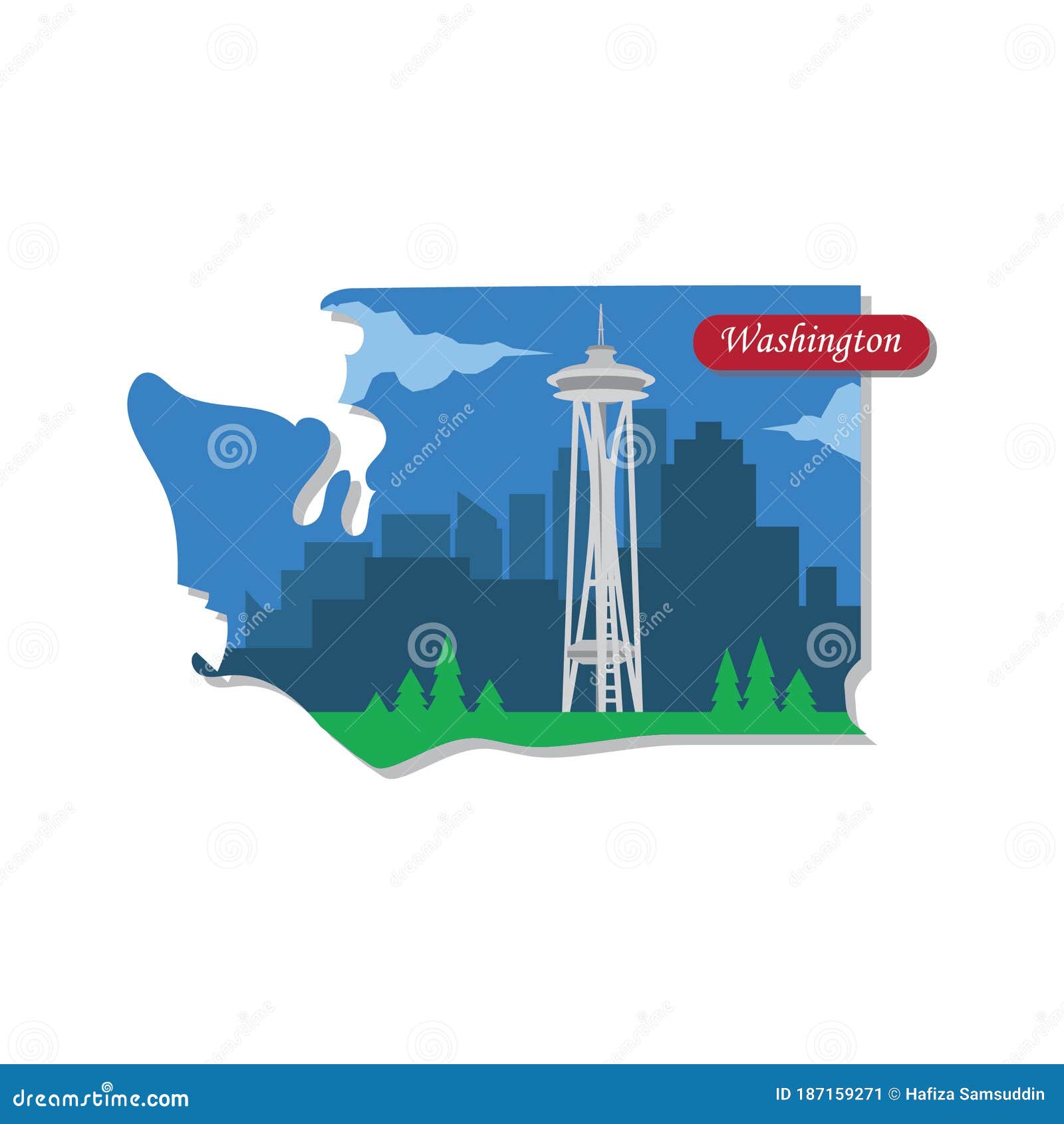 Washington State Map. Vector Illustration Decorative Design Editorial ...