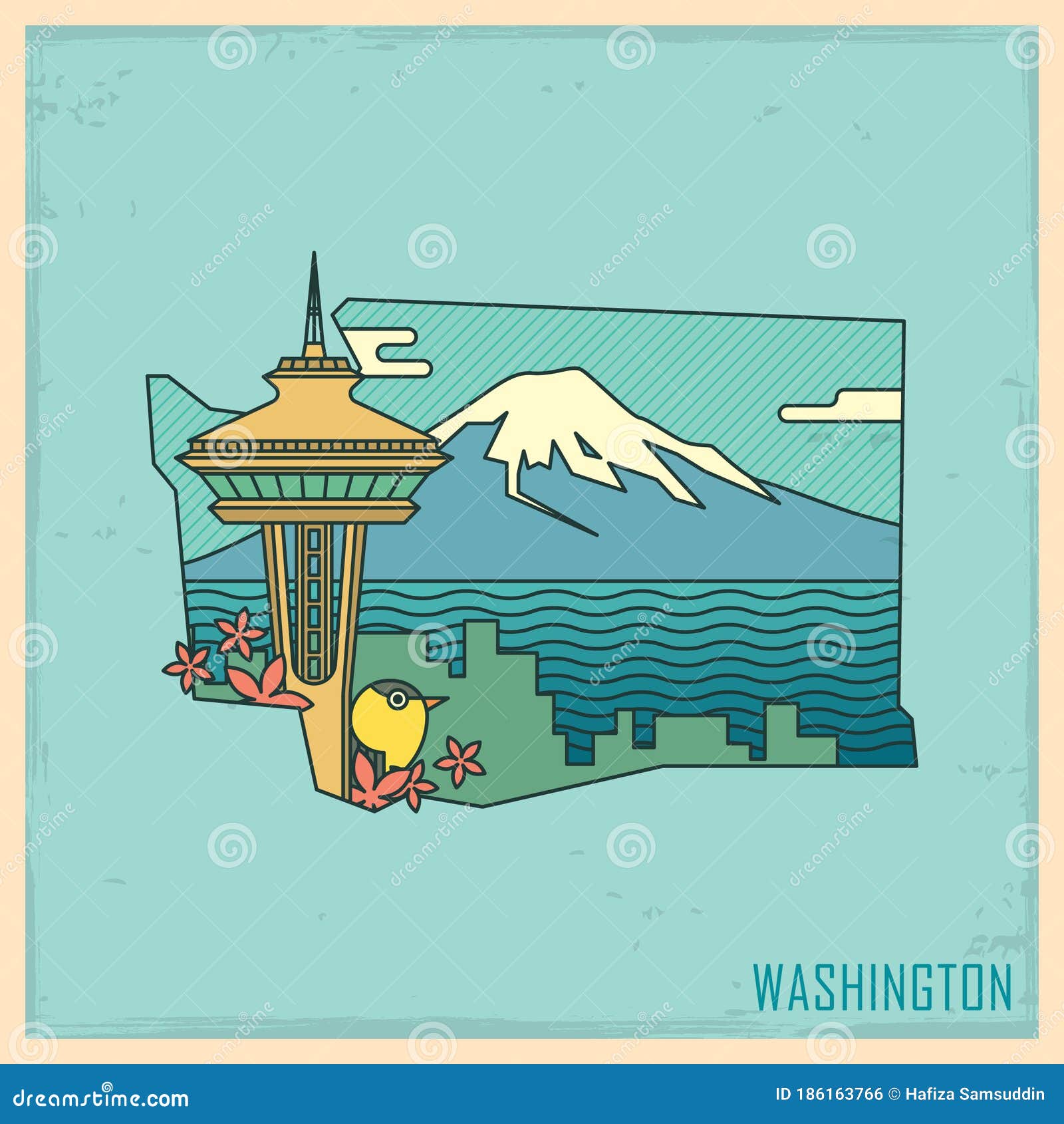 Washington State Map. Vector Illustration Decorative Design Editorial ...