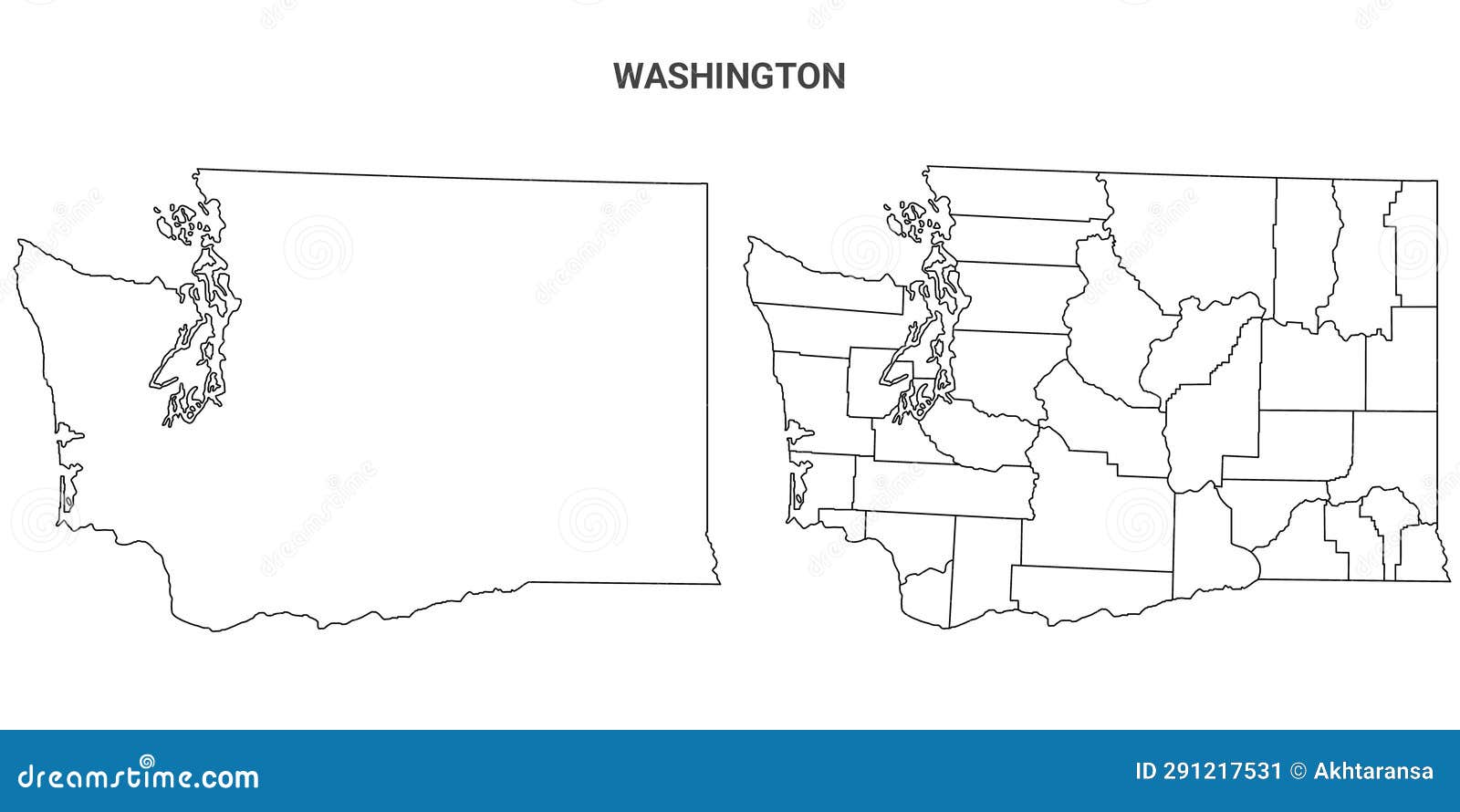 Washington State Outline County Map Set - United States Stock ...