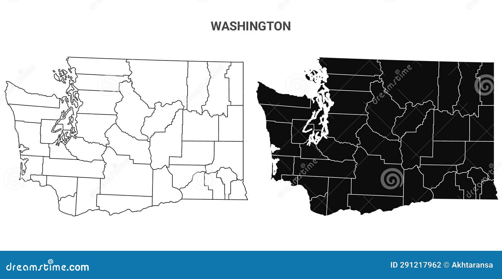 Washington State Outline County Map Set - United States Stock ...