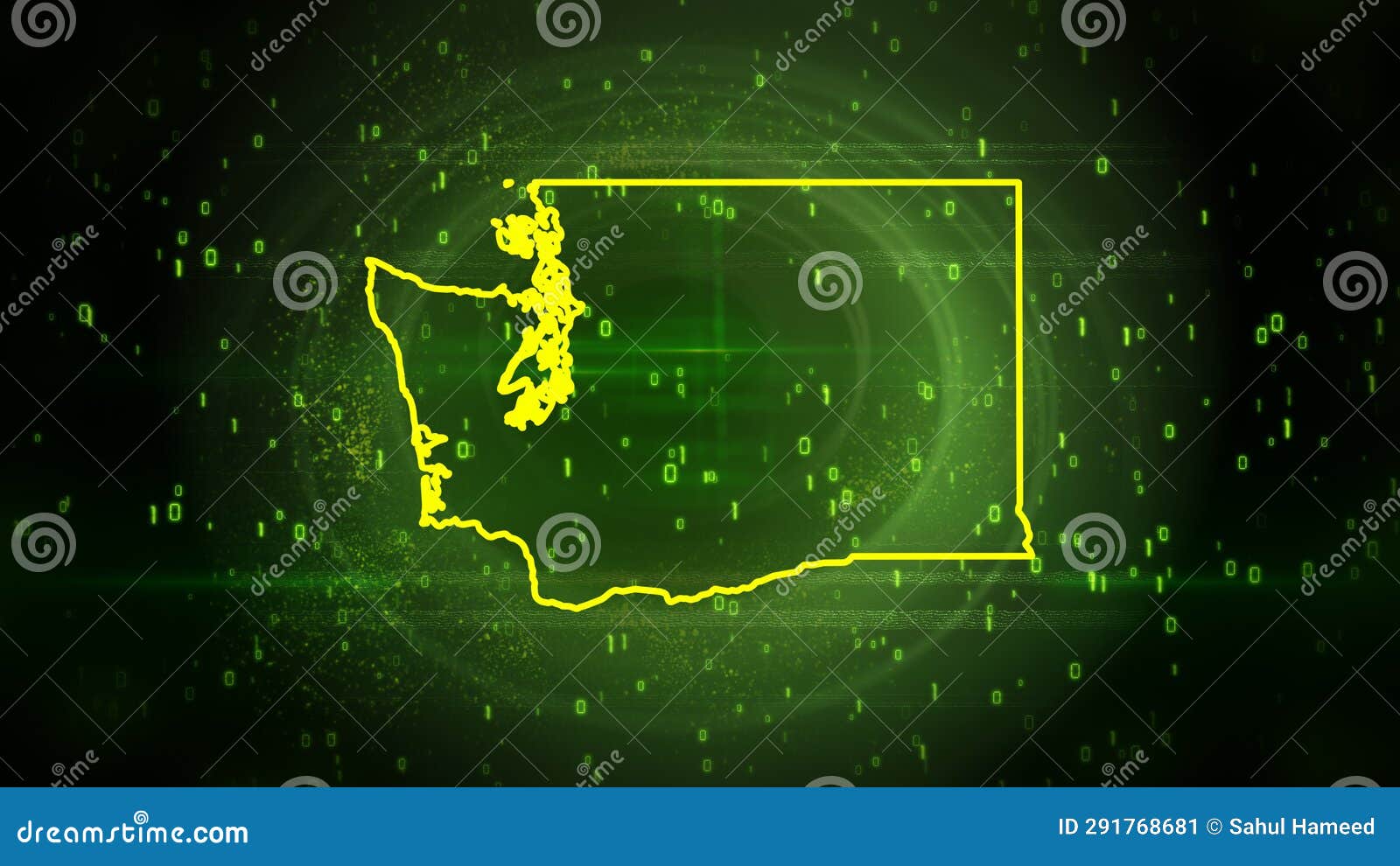 Washington State (USA) Map on Digital Background Stock Illustration ...