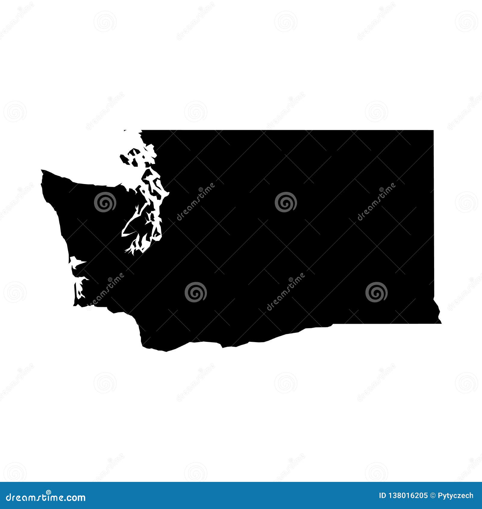 Washington, State of USA - Solid Black Silhouette Map of Country Area ...