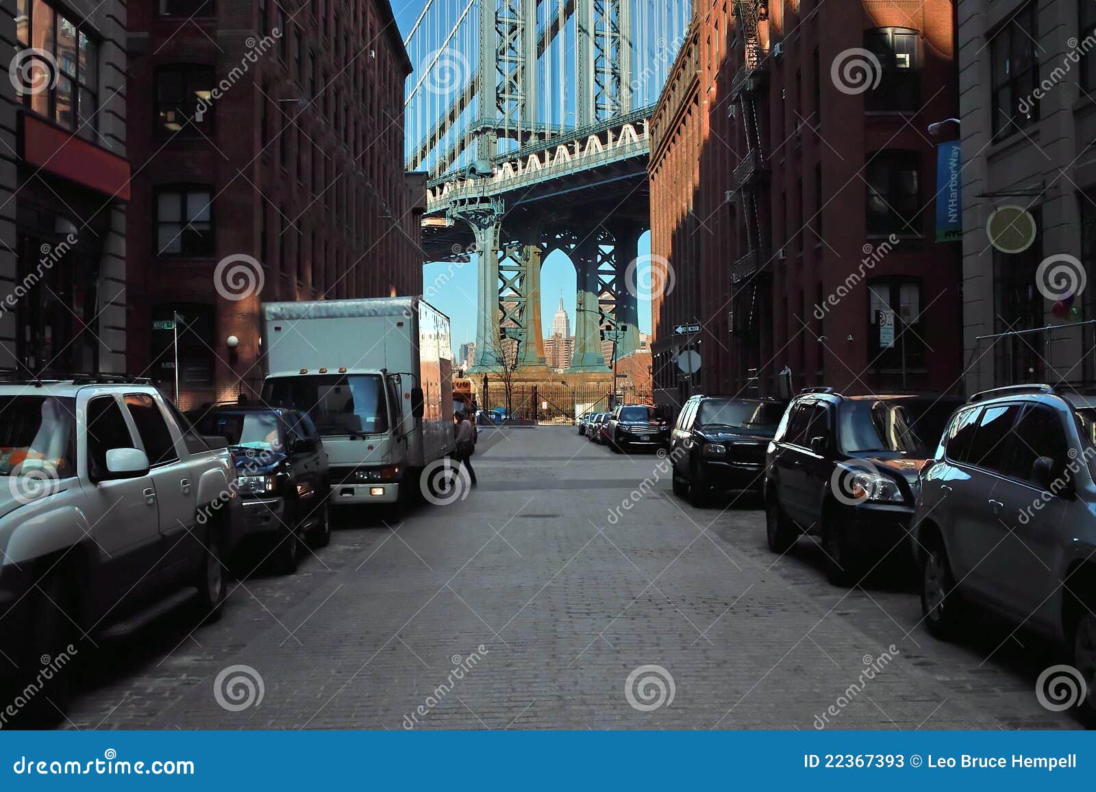 Washington Street, DUMBO, New York USA Stock Image - Image of bridge ...