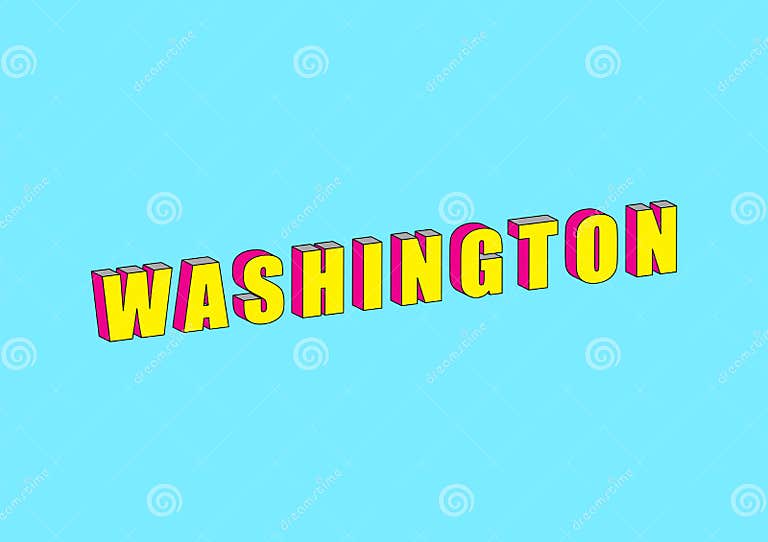 Washington Text with 3d Isometric Effect Stock Vector - Illustration of ...
