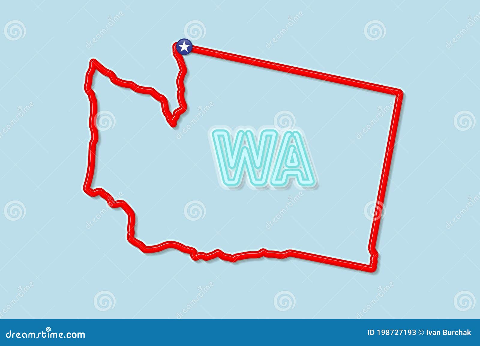 Washington US State Bold Outline Map. Vector Illustration Stock Vector ...