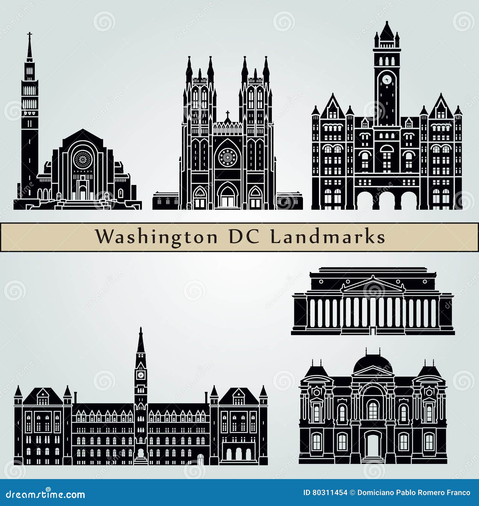 Washington V2 Landmarks stock vector. Illustration of background - 80311454