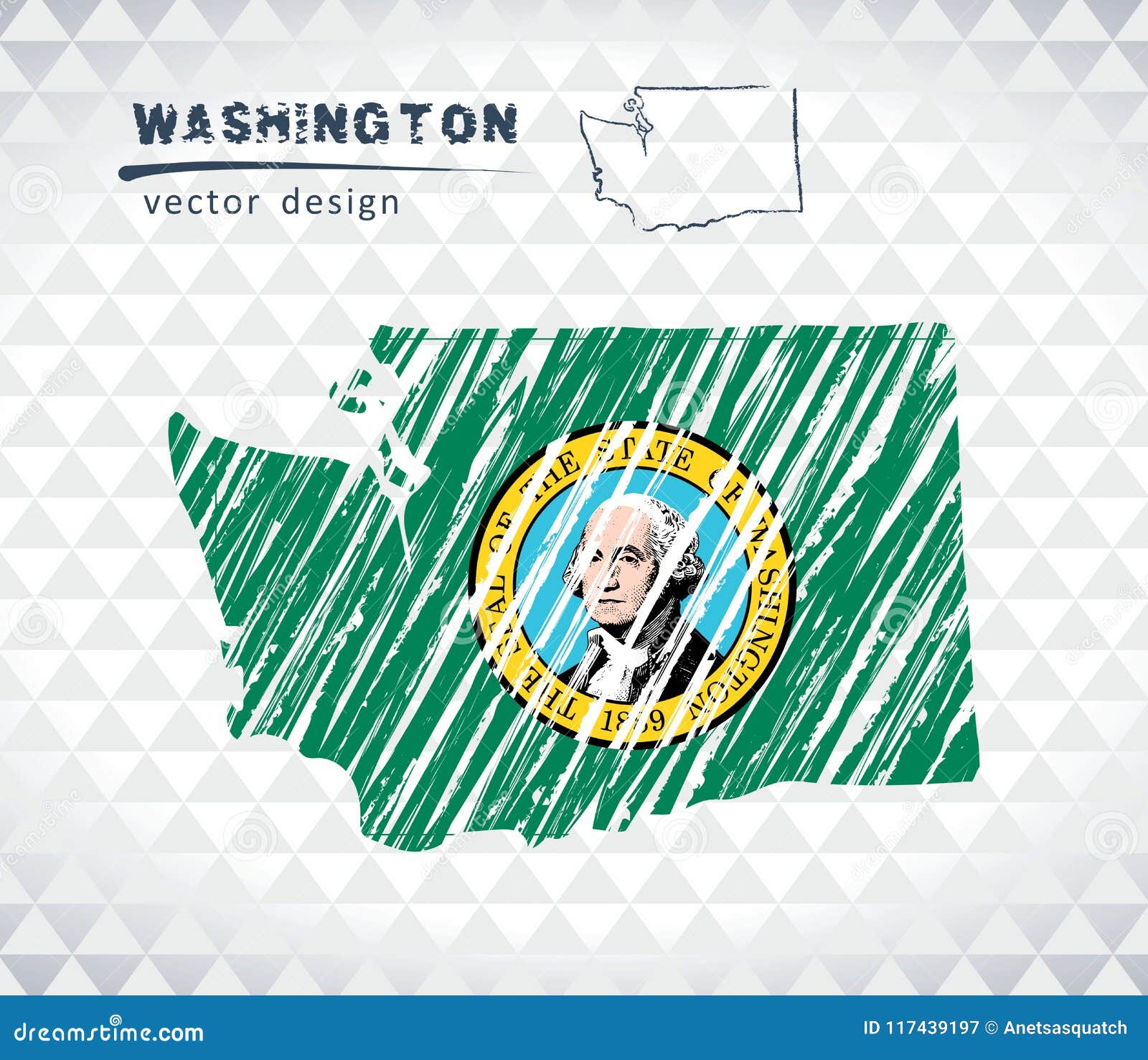 Washington Vector Map with Flag Inside Isolated on a White Background ...