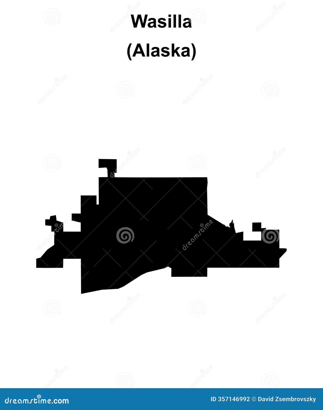 Wasilla outline map stock vector. Illustration of boundary - 357146992