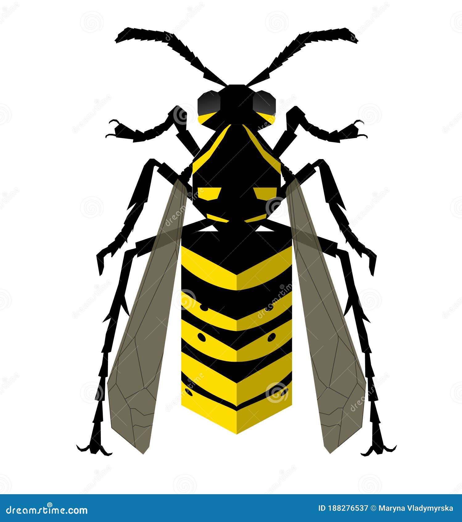 Wasp Back View Vector Isolated Illustration Stock Vector - Illustration ...