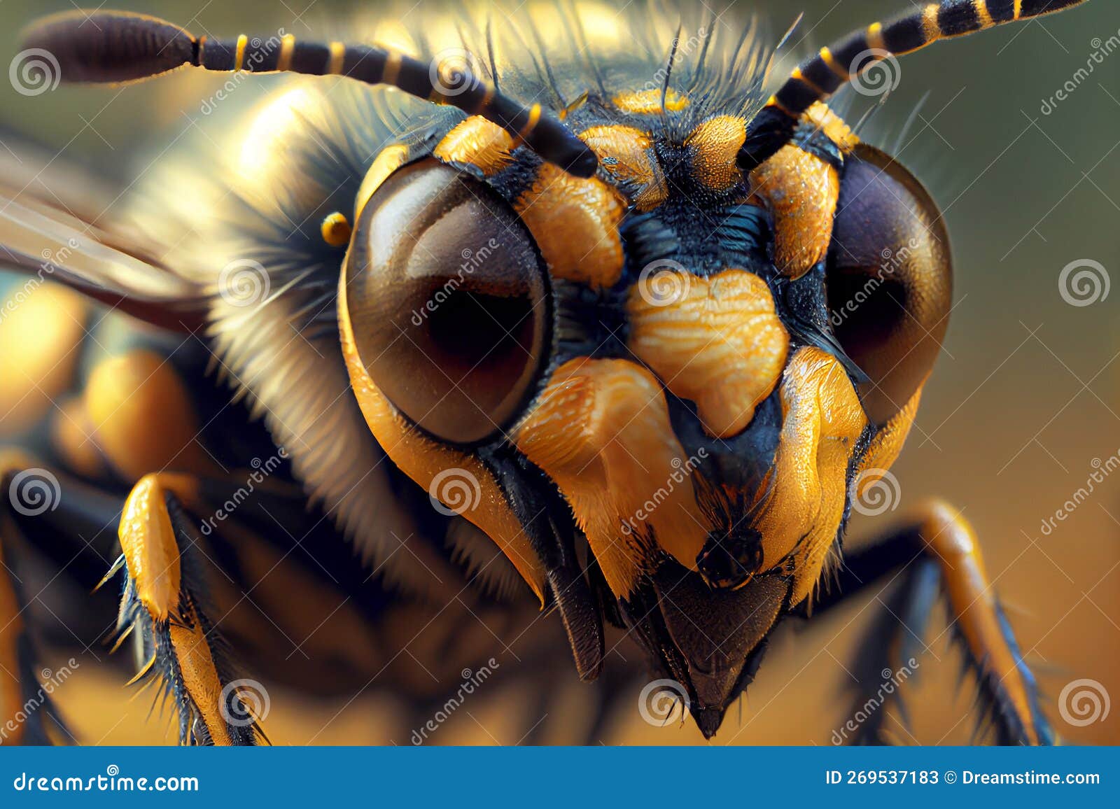 Wasp Face Macro Closeup Illustration Generative AI Stock Illustration ...