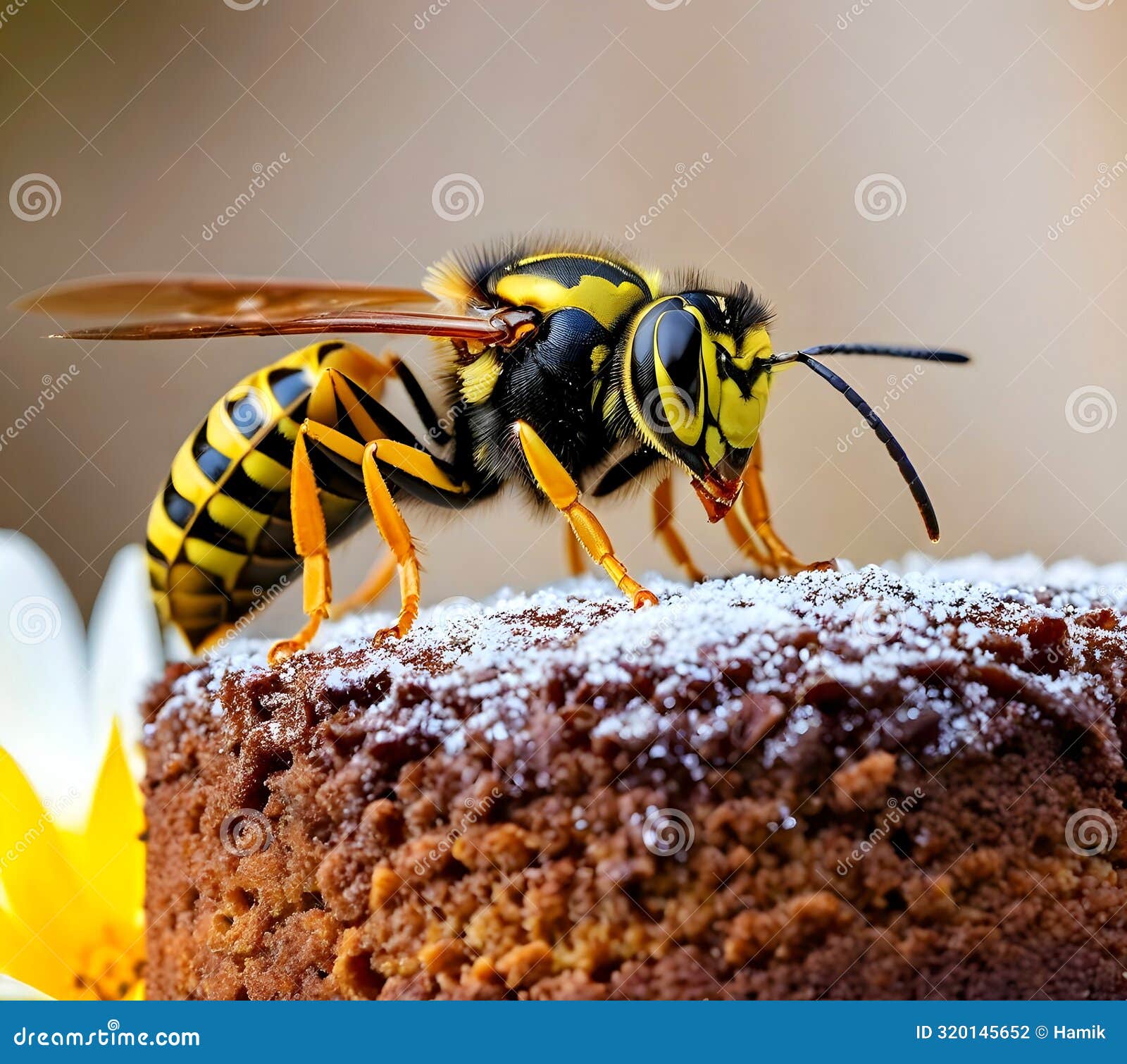 Wasp Feeding on Sugary Cake Stock Illustration - Illustration of ...