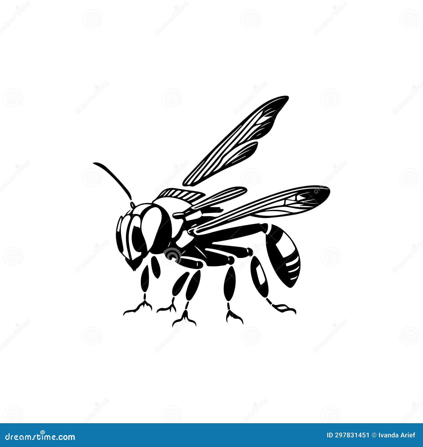 Wasp Icon Hand Draw Black Colour Flying Animals Logo Symbol Perfect ...