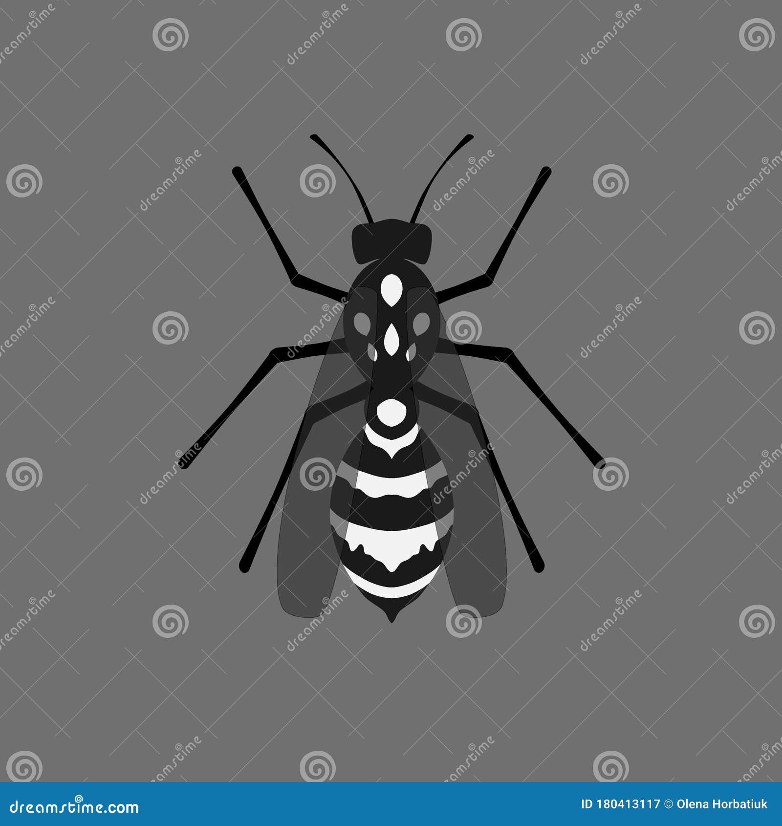 Wasp Drawing. Animal Concept. Vector Illustration. Stock Vector ...