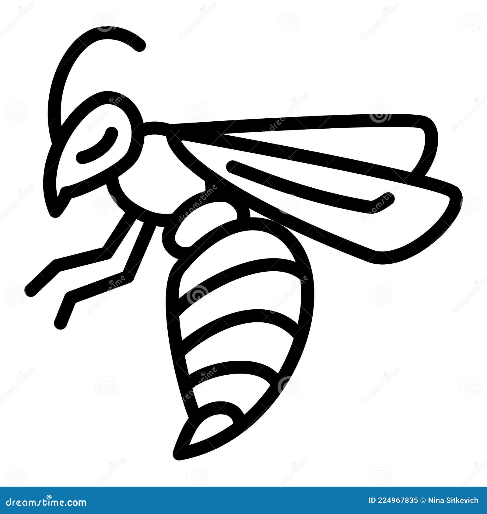 Wasp Insect Icon, Outline Style Stock Vector - Illustration of ...